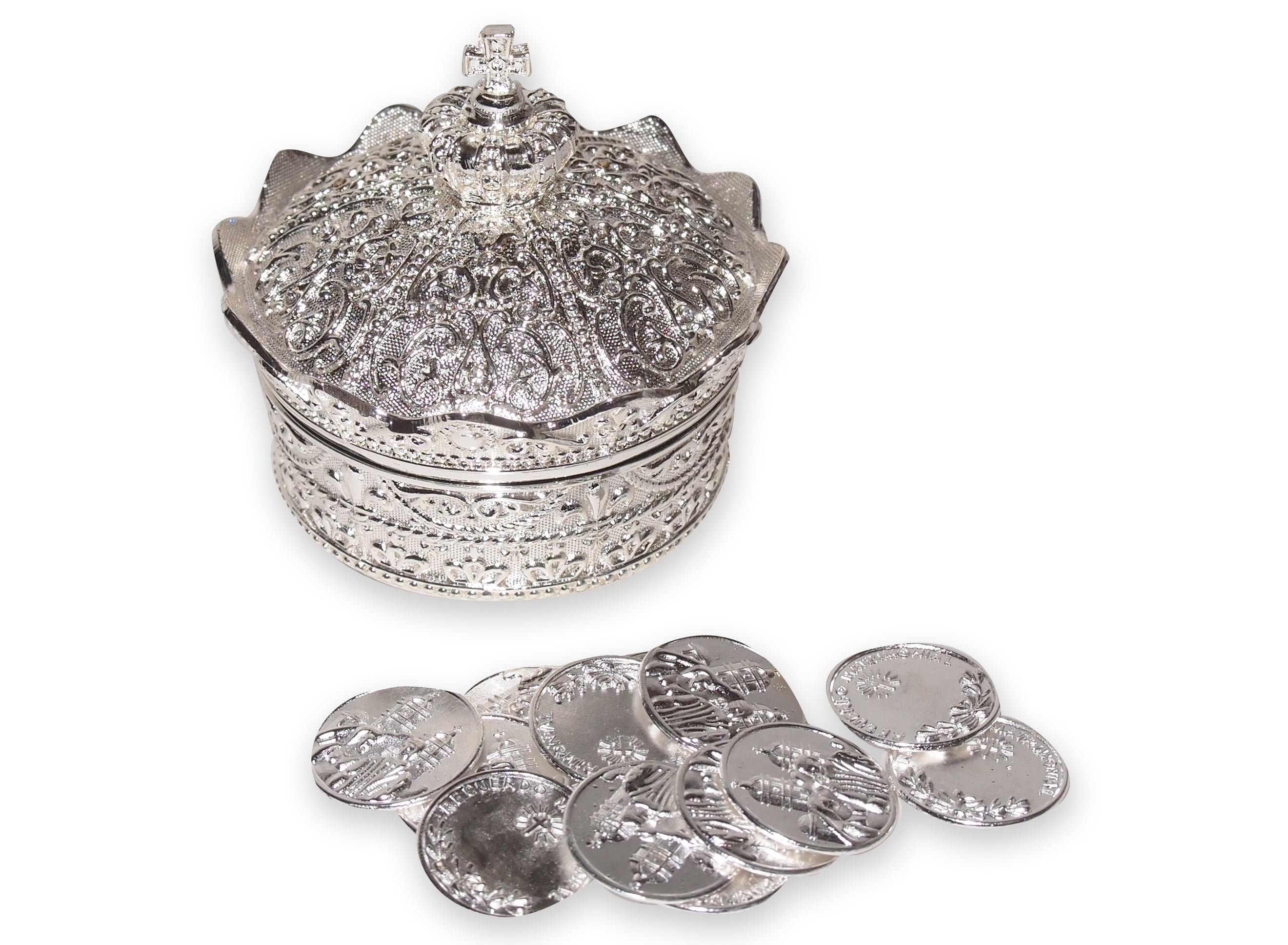 JOICE GIFT Elegant Silver Crown Wedding Arras with 13 Coins Set ...