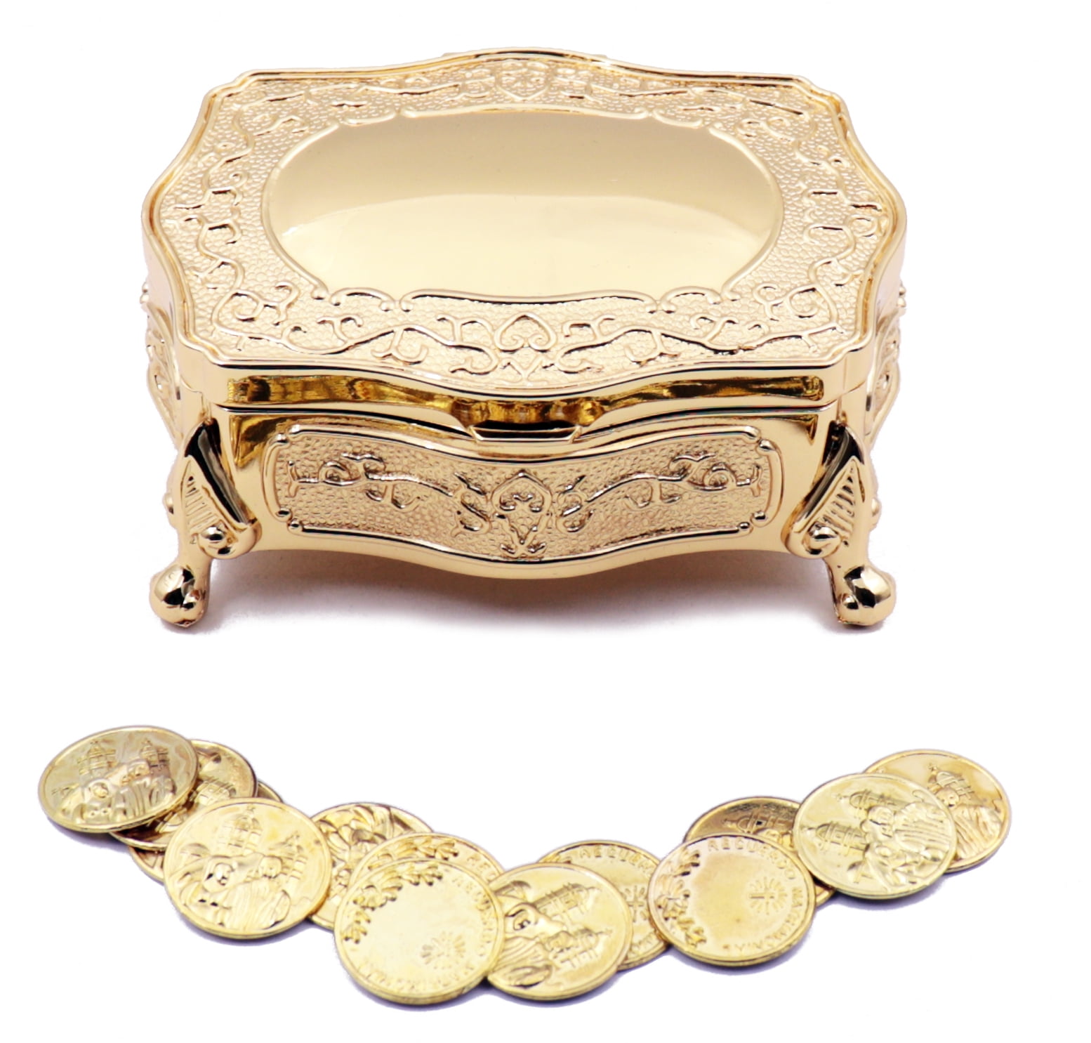 JOICE GIFT Gold Footed Wedding Arras Box with Coins Set 3.5 in ...