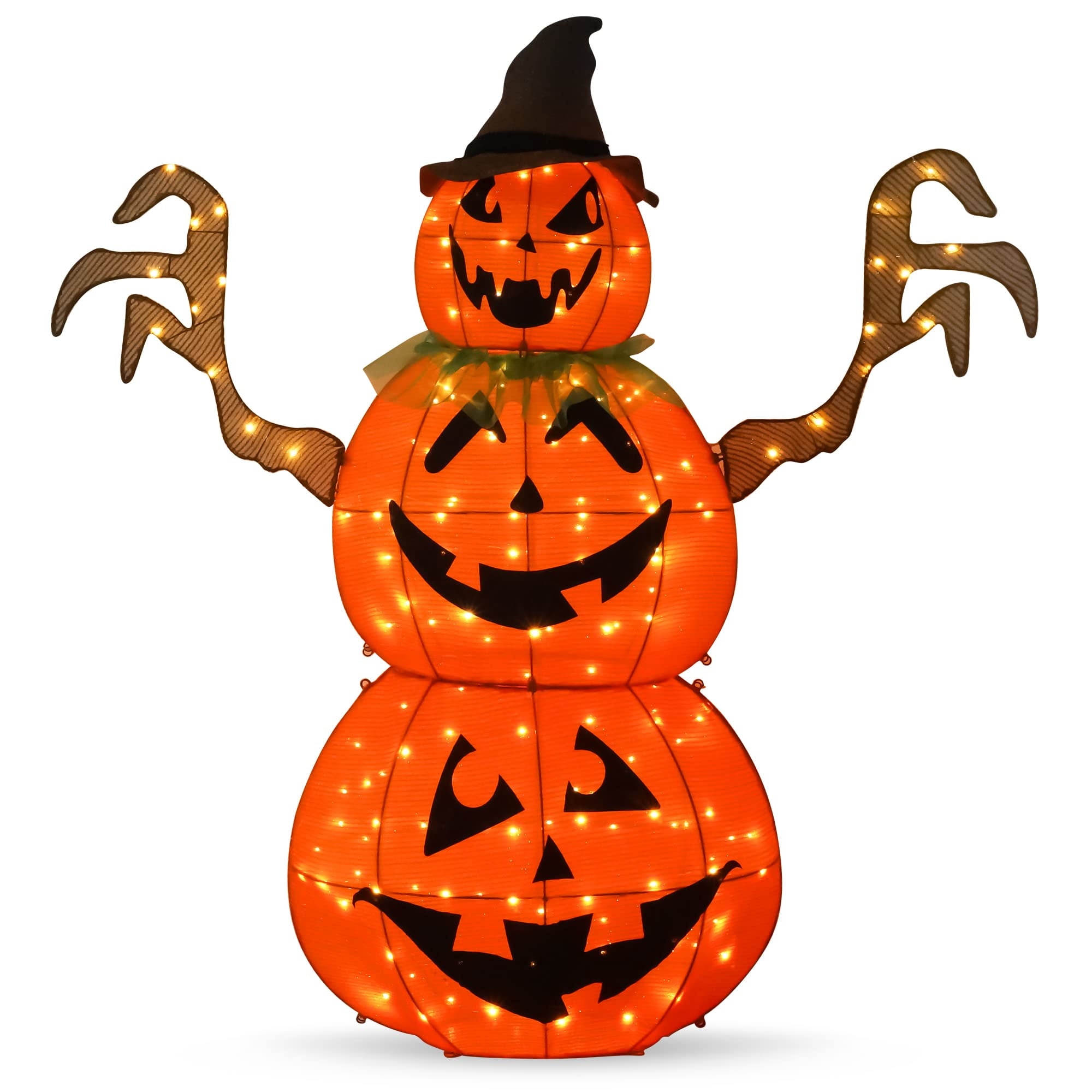 Joiedomi 5ft Halloween Pumpkin Decorations Outdoor 180 Orange Led