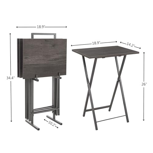 JOIN IRON Foldable TV Trays for Eating Set of 4 with Stand,Folding TV ...