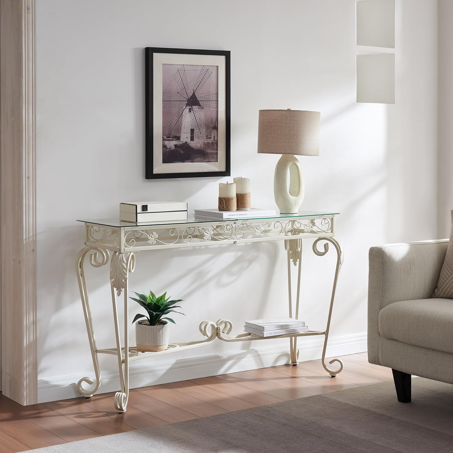 JOIN IRON Modern Console Table,Slim Entrance Table with Metal Frames ...