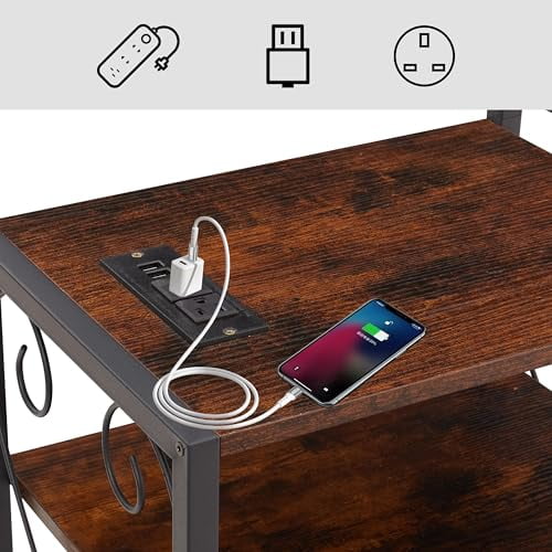 JOIN IRON Queen Size headboard, headboard with sockets, headboard with ...