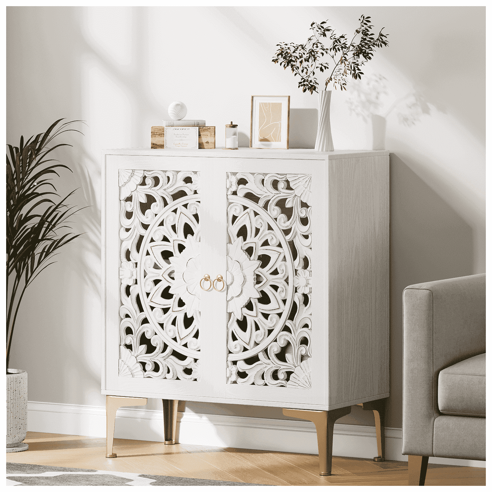 JOINICE Accent Storage Cabinet with Doors,Small Sideboard Buffet ...