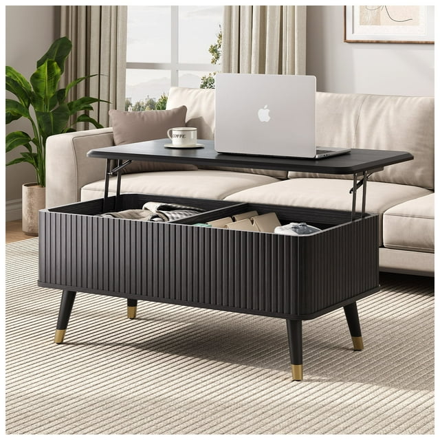 JOINICE Mid Century Modern Lift Top Coffee Table with Storage,for Living Room,Black - Walmart.com
