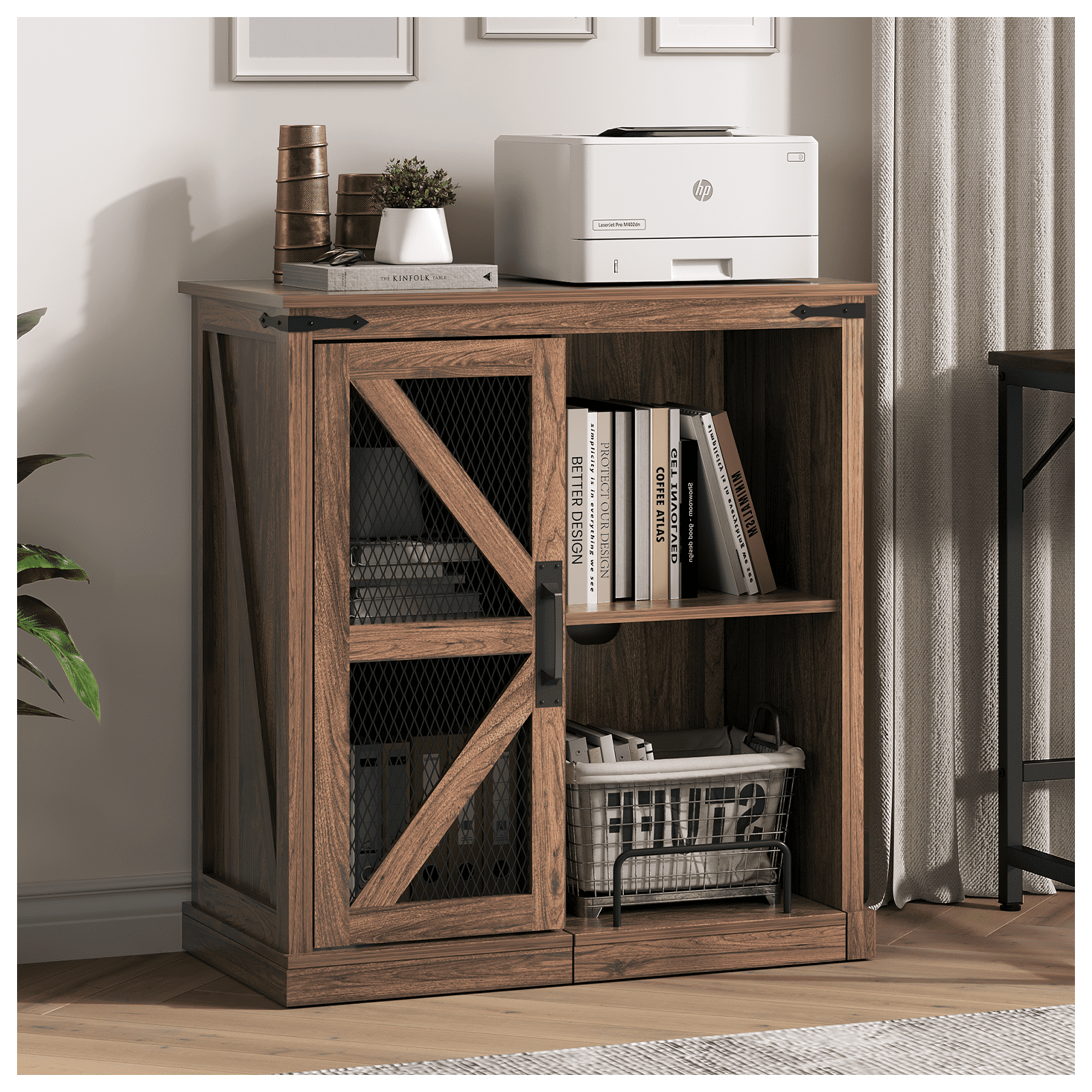 JOINICE Printer Stand with Storage, File Cabinet with USB Charging Port ...