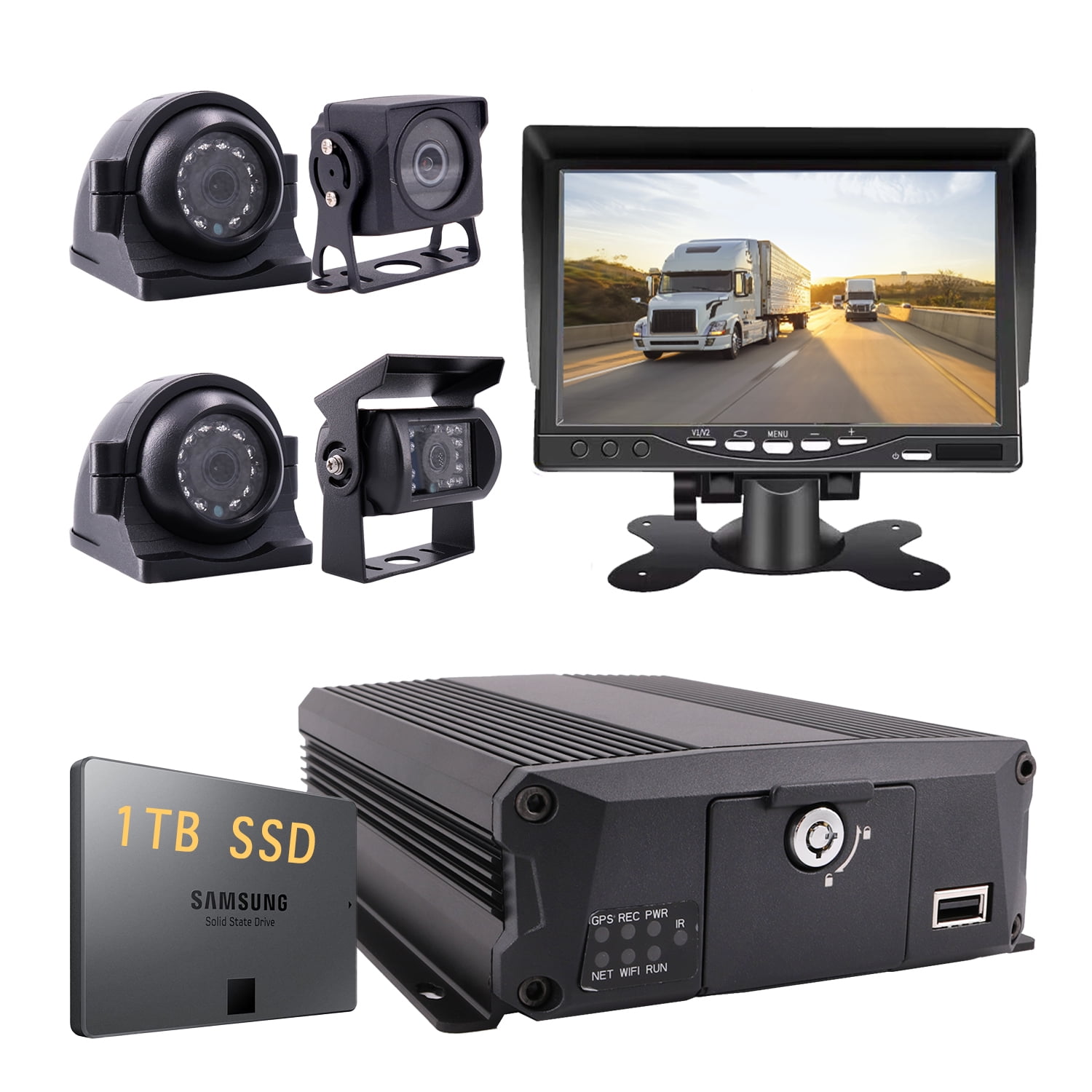 JOINLGO 4-CH 1080P AHD Mobile Vehicle Truck DVR Video Recorder Kit with ...