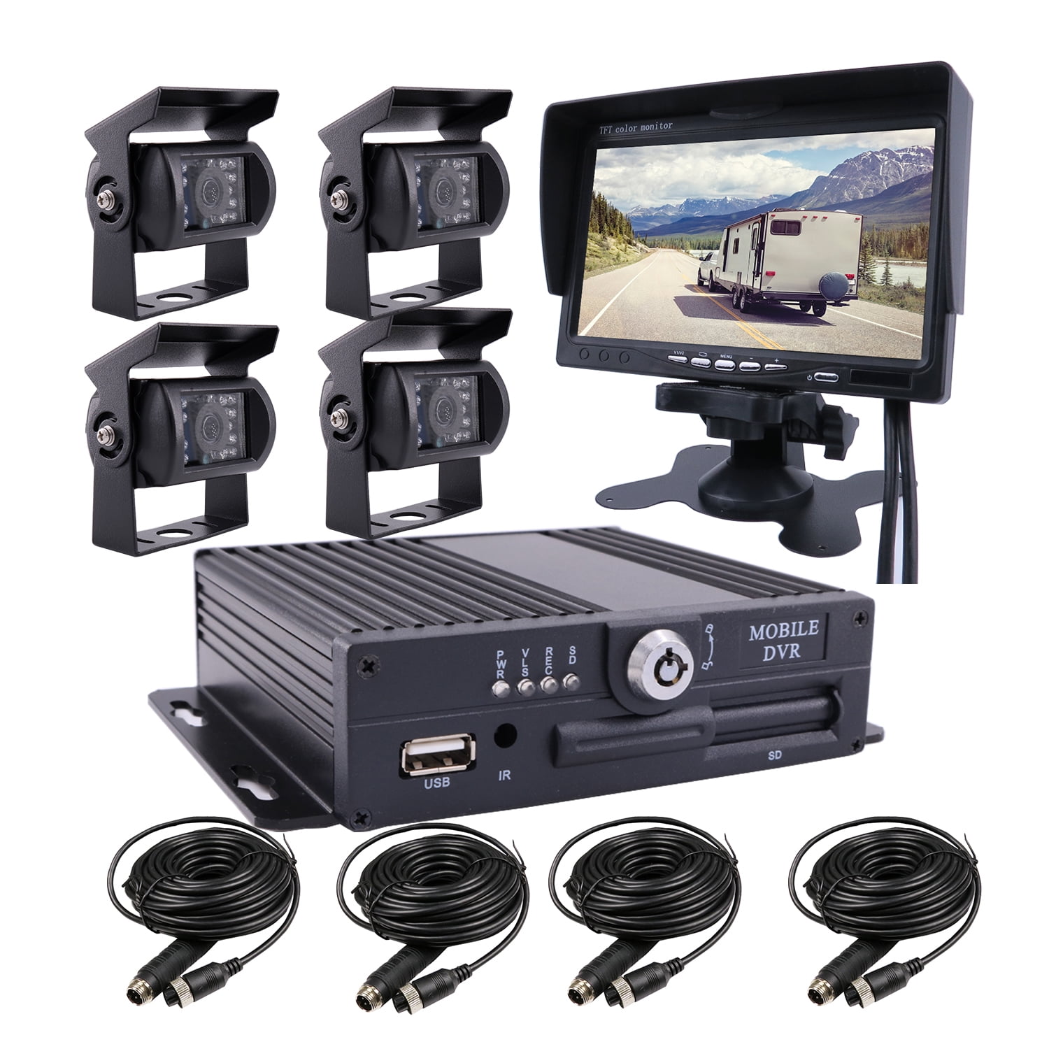 JOINLGO 4 Channel 256GB 1080P AHD HD Mobile Vehicle Car DVR MDVR Video ...