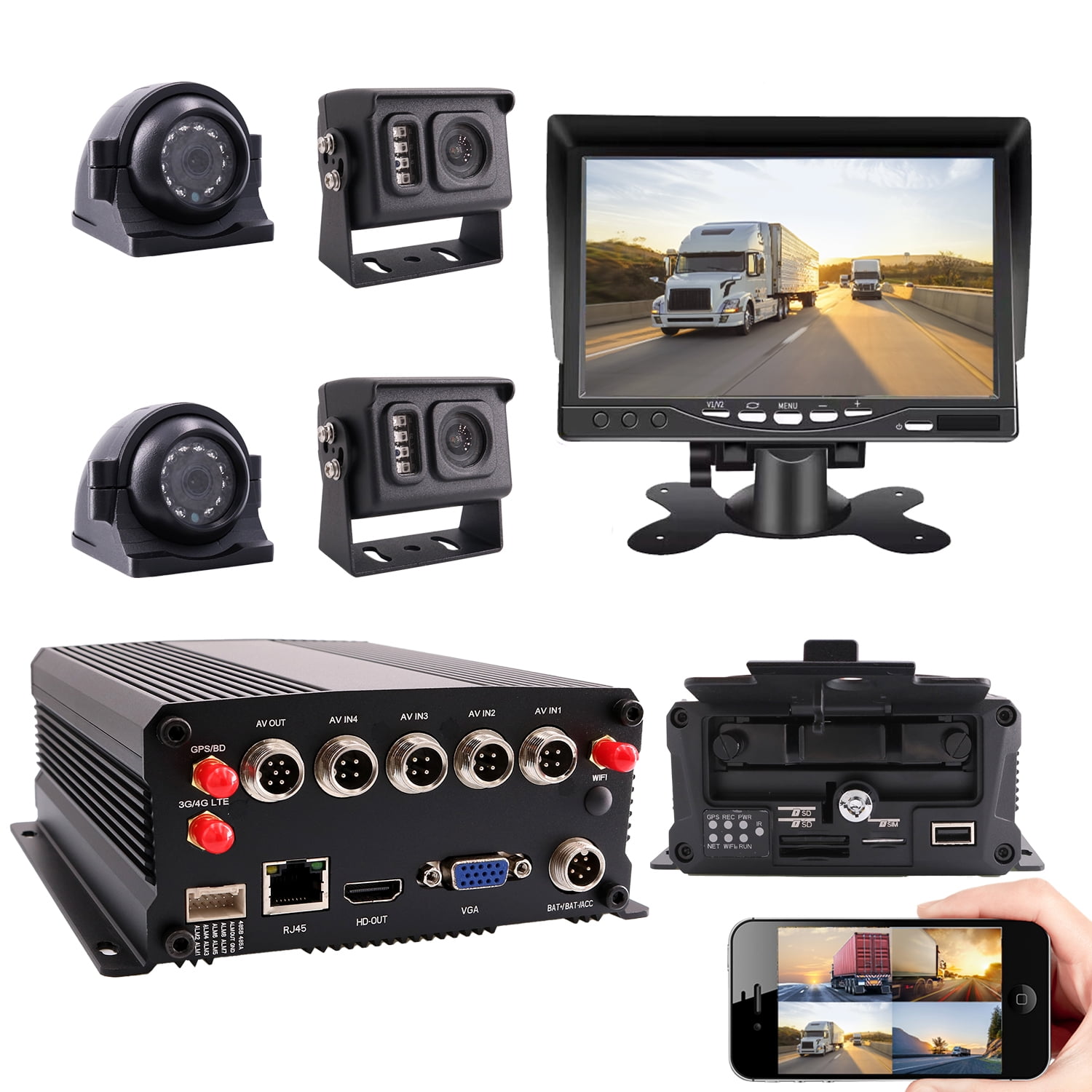 JOINLGO 4CH GPS 4G WiFi 1080P SSD/SD Drive Mobile Vehicle Car DVR MDVR ...