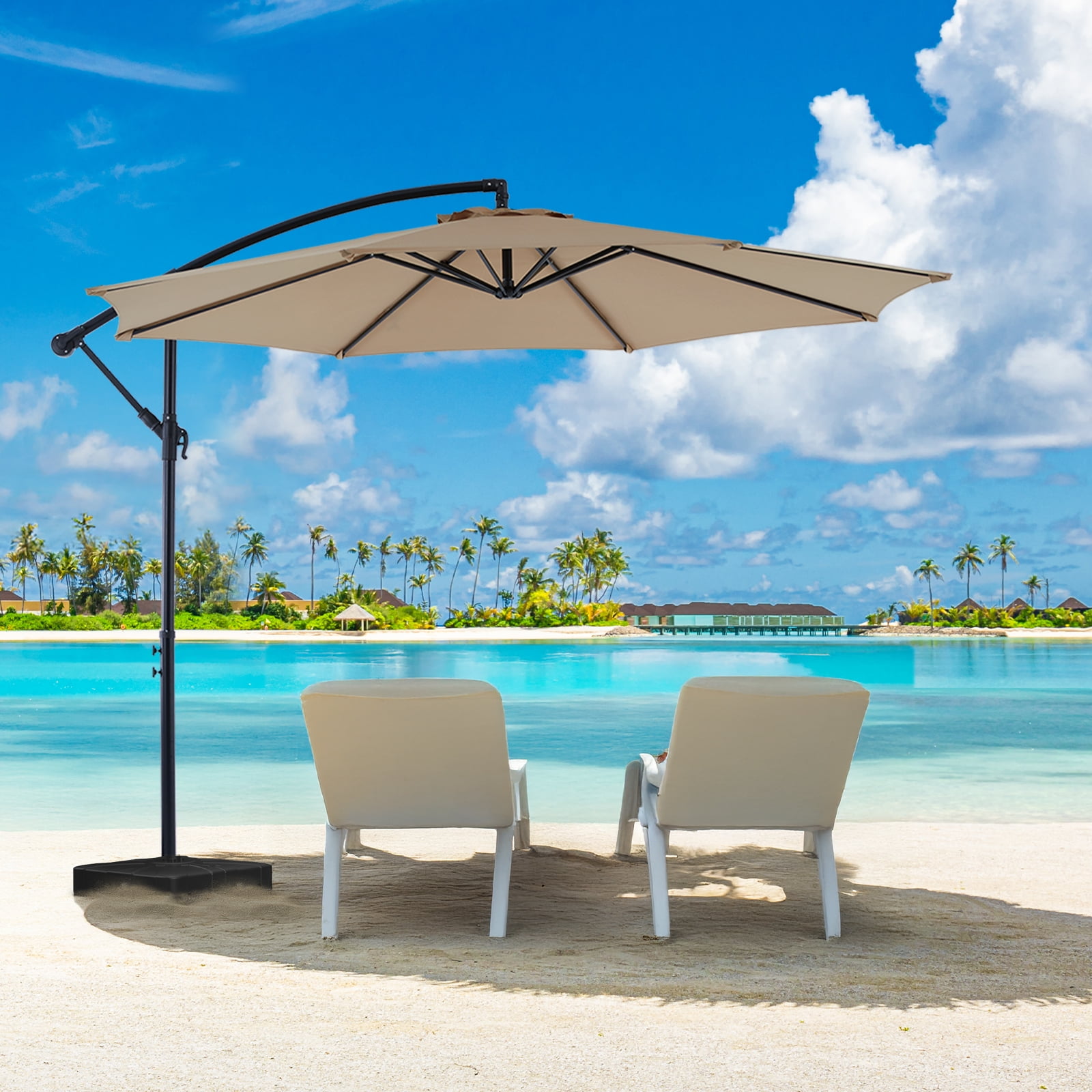 JOINSUN 10FT Cantilever Patio Umbrella with Tilt & Crank, Self-Locking ...