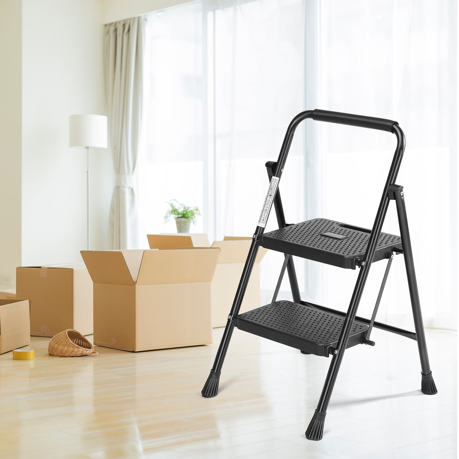 JOINSUN 2 Step Ladder Portable Folding Sturdy Step Stool with Wide Anti ...