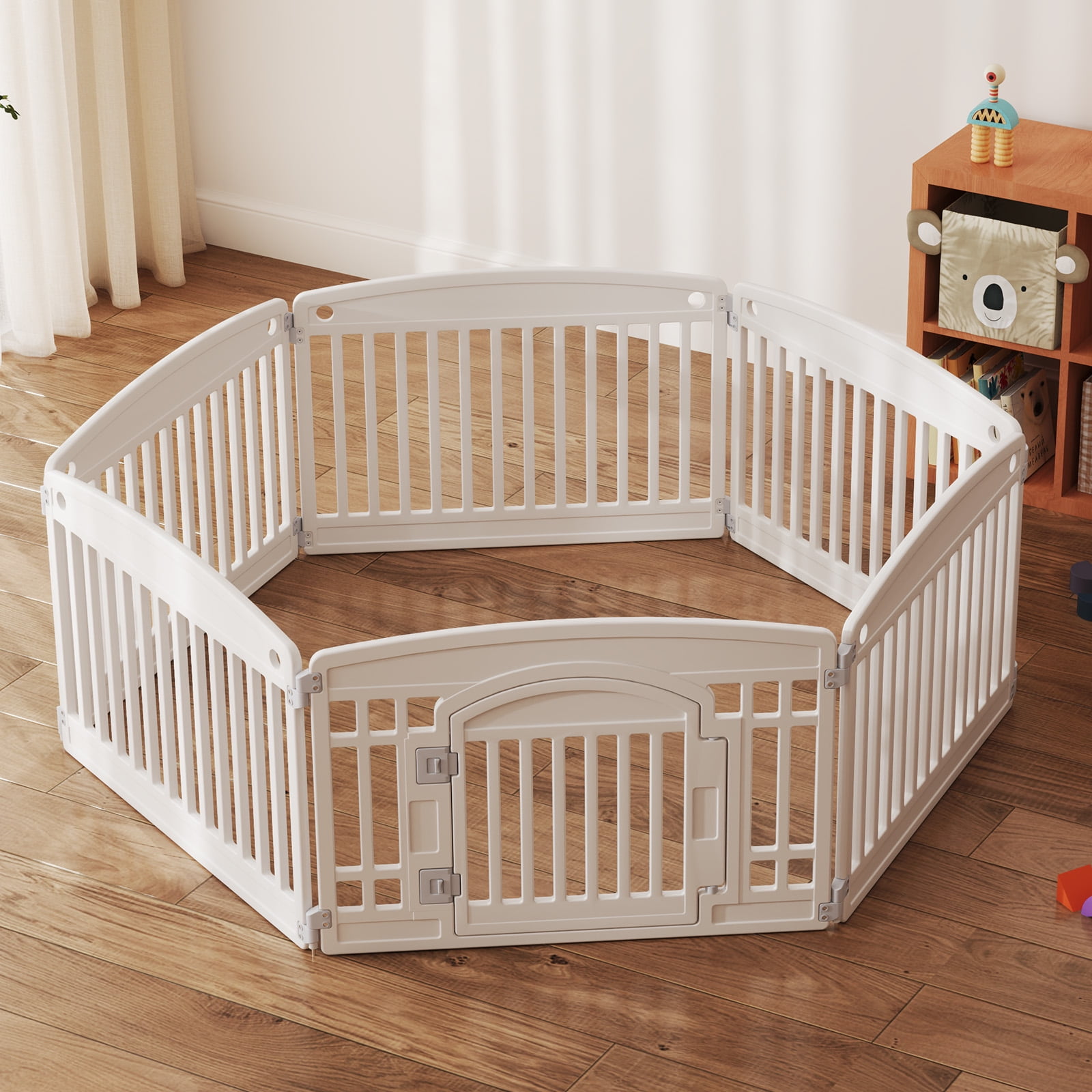 JOINSUN 24-Inch 6-Panel Compact Indoor Pet Playpen with Door – Foldable ...