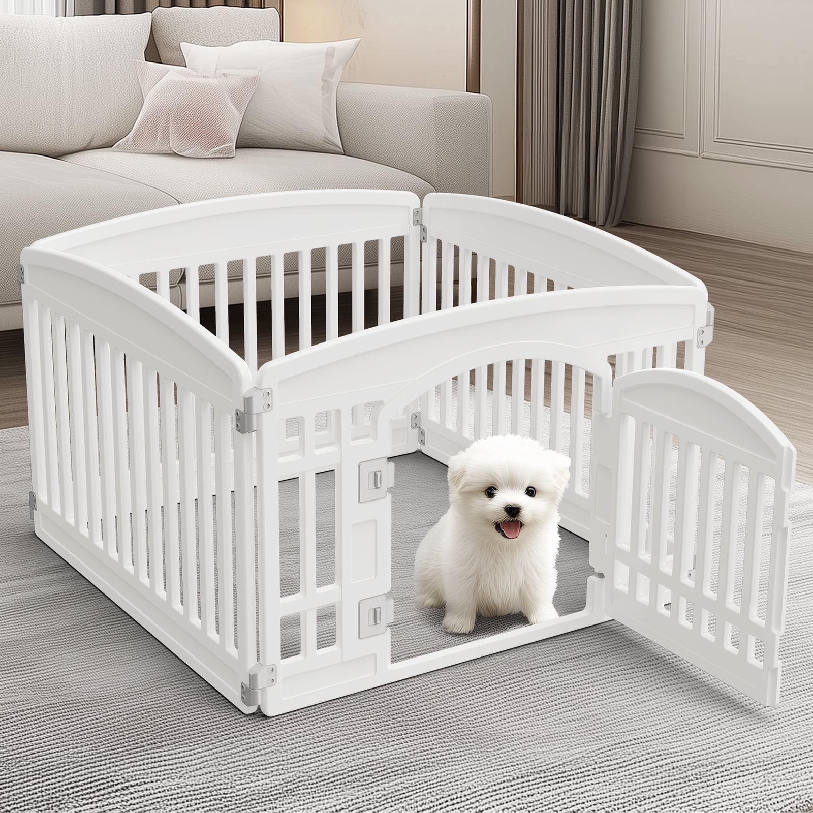 JOINSUN 24" Plastic Dog Playpen, 4 Panel Lightweight Portable Pet Pen ...