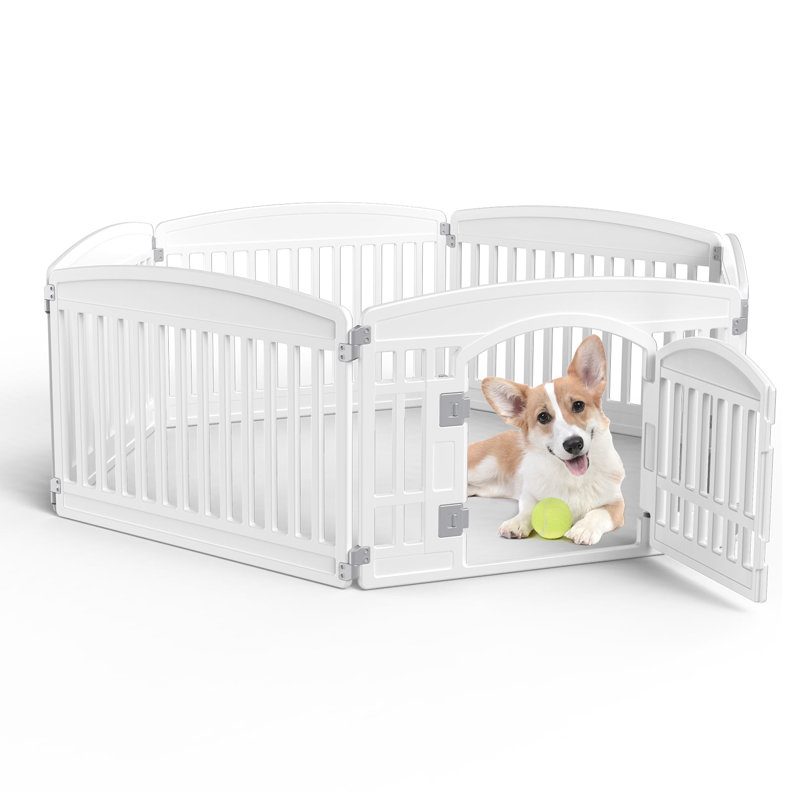 JOINSUN 24" Plastic Dog Playpen, 6 Panel Lightweight Portable Pet Pen ...