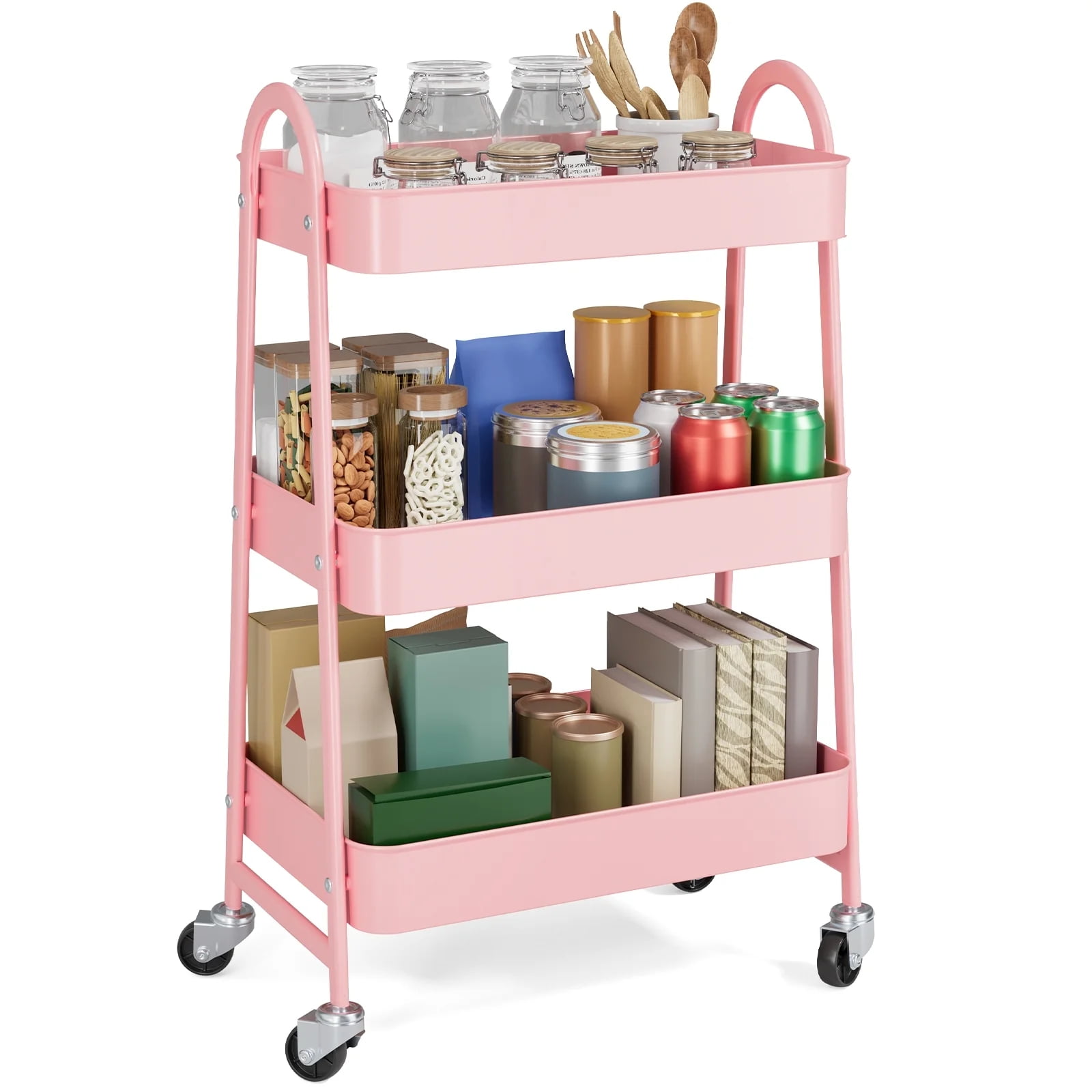 JOINSUN 3 - Tier Utility Cart with Wheels, Mobile Shelving Metal ...