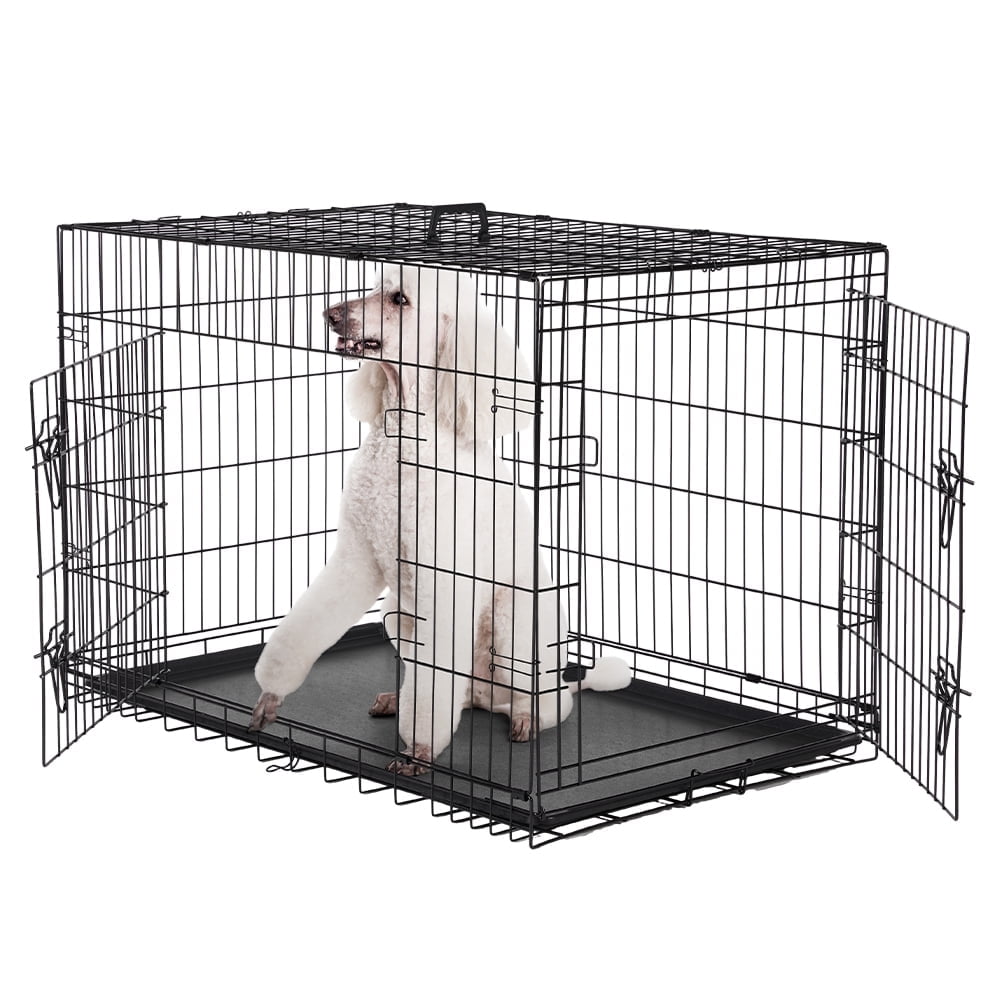 JOINSUN 42" Large Dog Crate, Portable Double-Door Large Dog Cage with ...