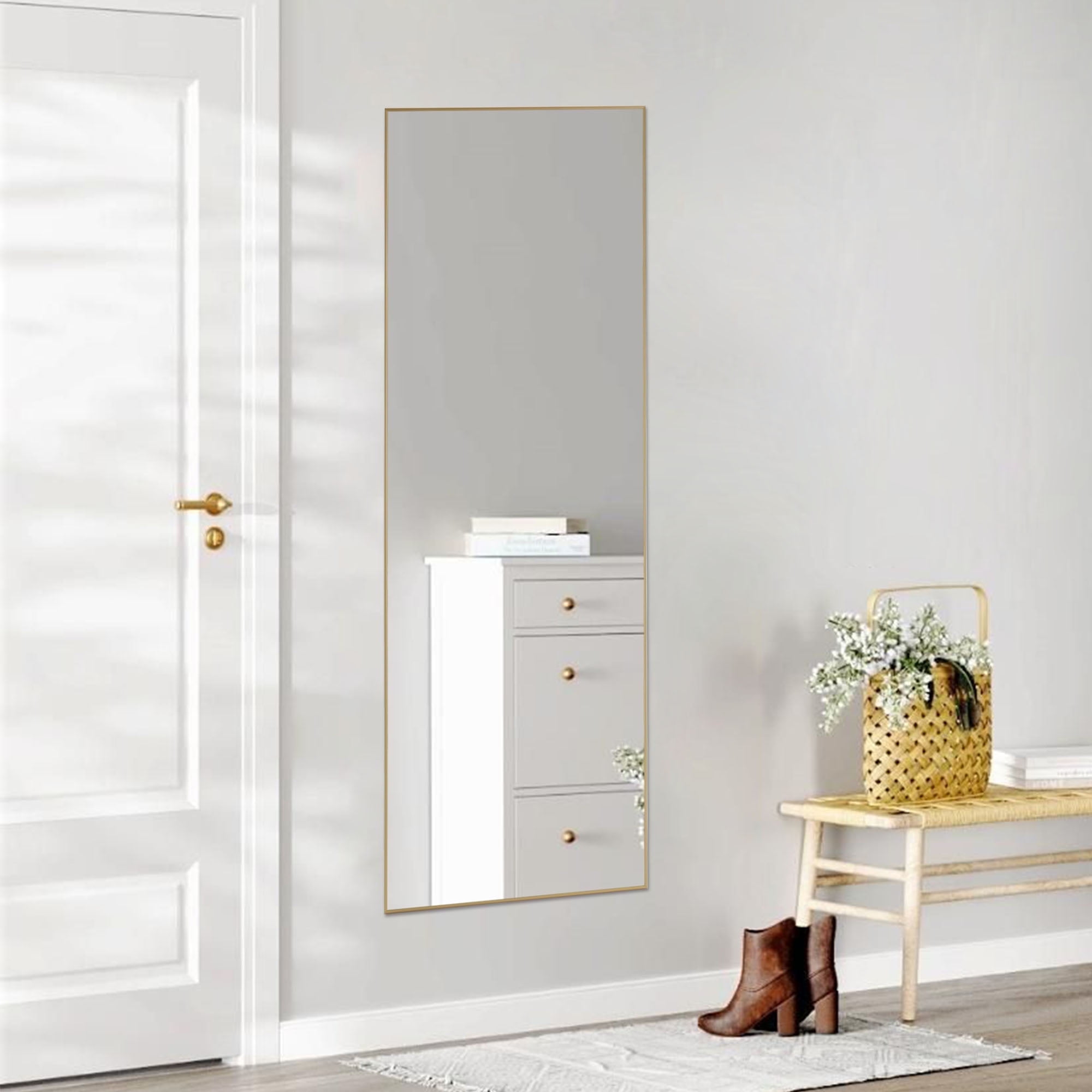 Gianna 64x21 Full Length Rectangular Mirror - Gold - Walmart.com