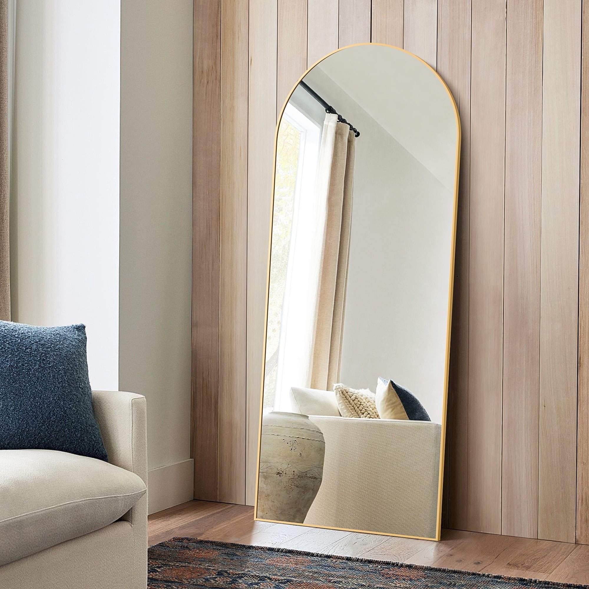 Gianna 71x26 Arched Full Length Mirror with Stand Aluminum Frame for ...