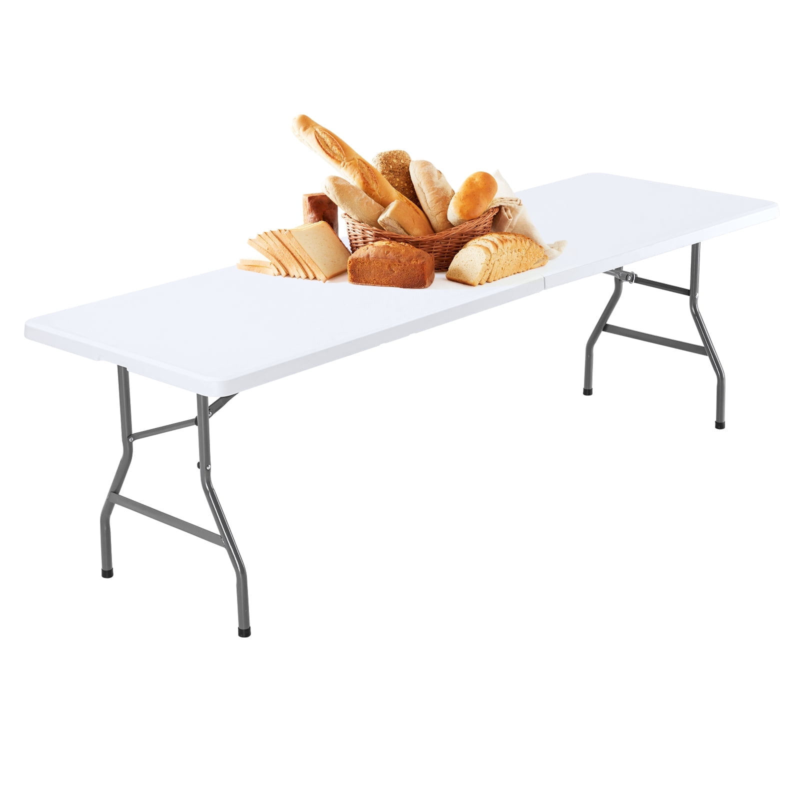 JOINSUN 8FT Plastic Folding Table, Indoor Outdoor Heavy Duty Portable ...