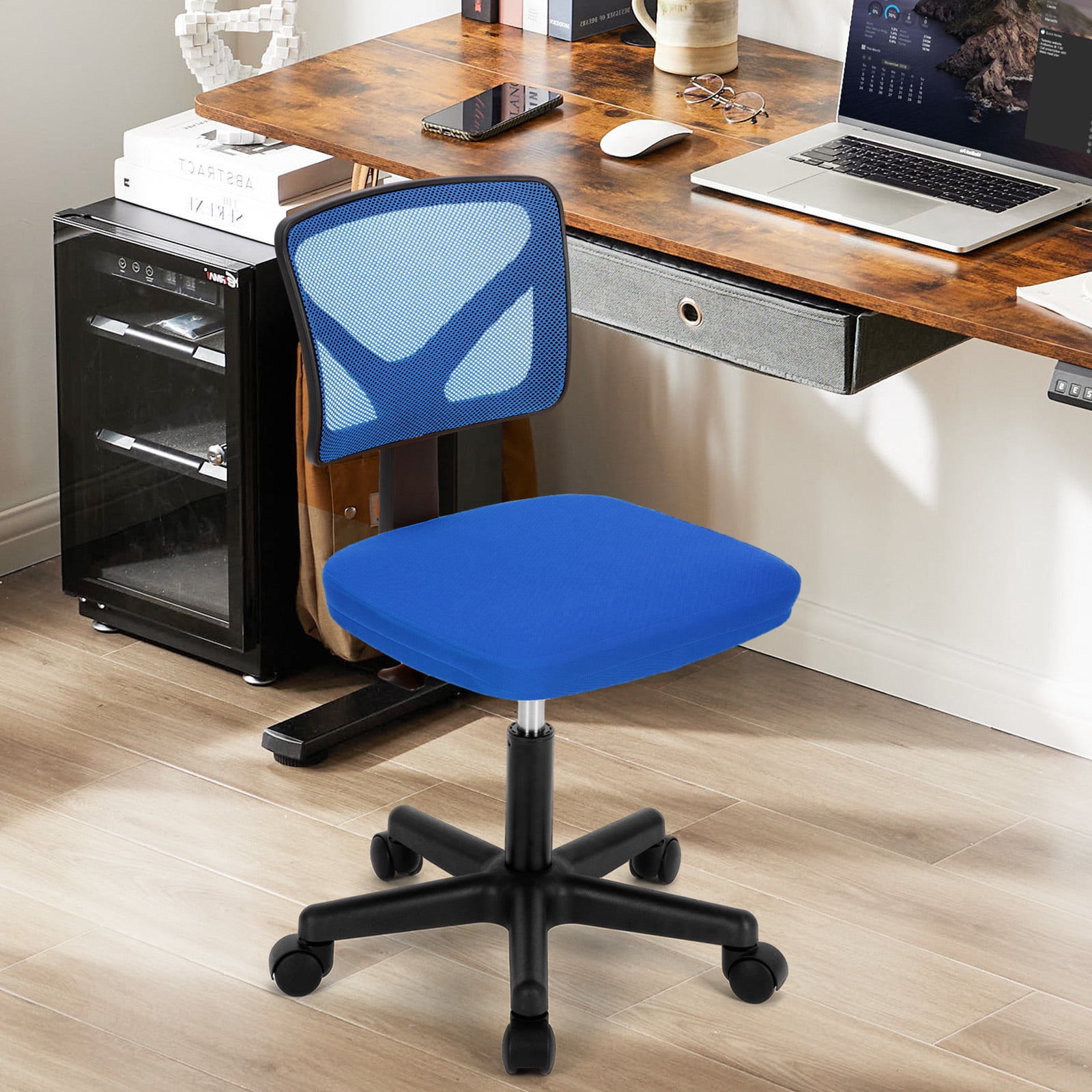 JOINSUN Armless Desk Mesh Office Chair, Adjustable Height Ergonomic Low ...