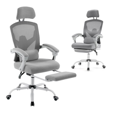 HOMCOM Faux Leather Reclining Swivel Chair with Adjustable Footrest and ...