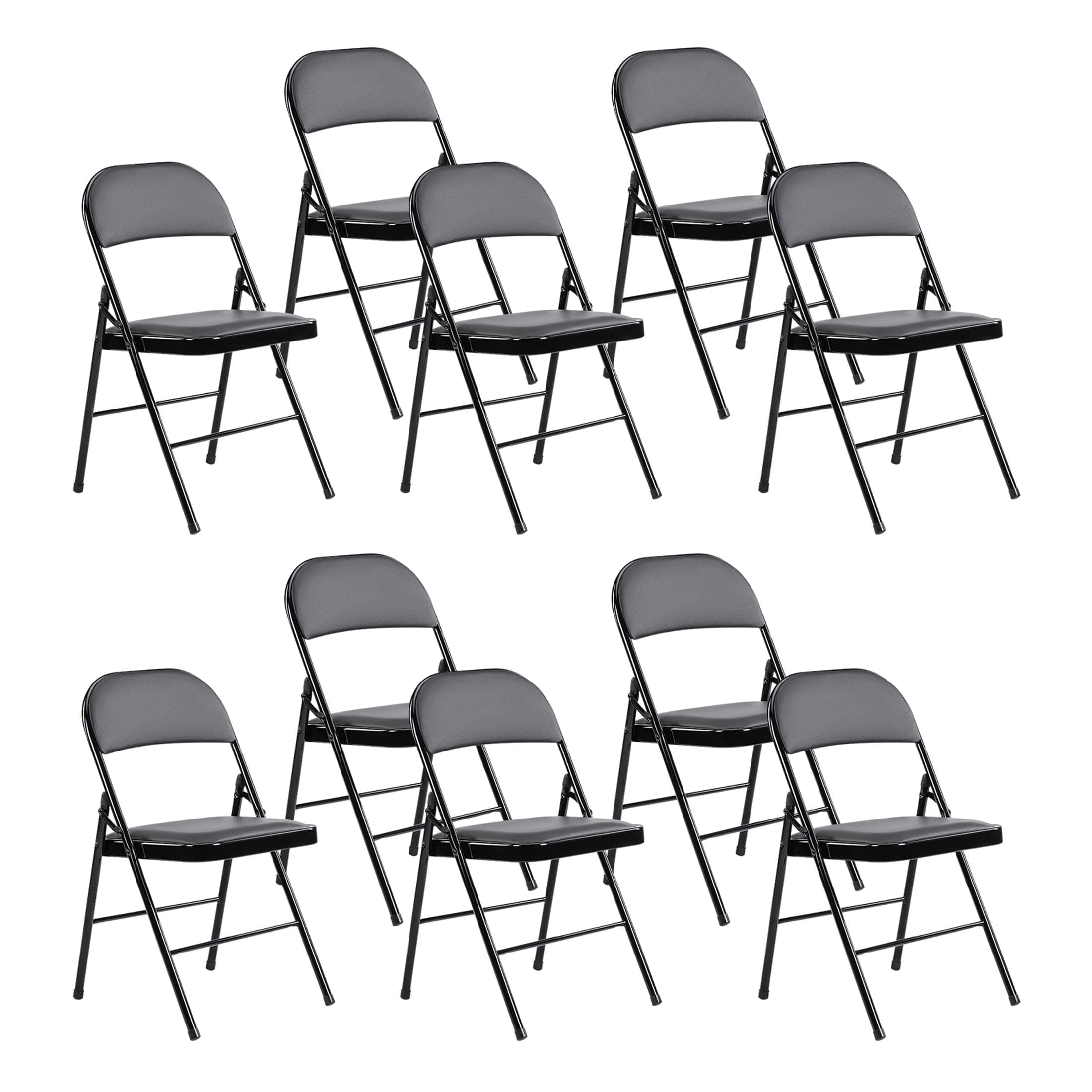 JIOABL Folding Chair 10 Pack, Convenient Leather Padded Folding Chairs ...