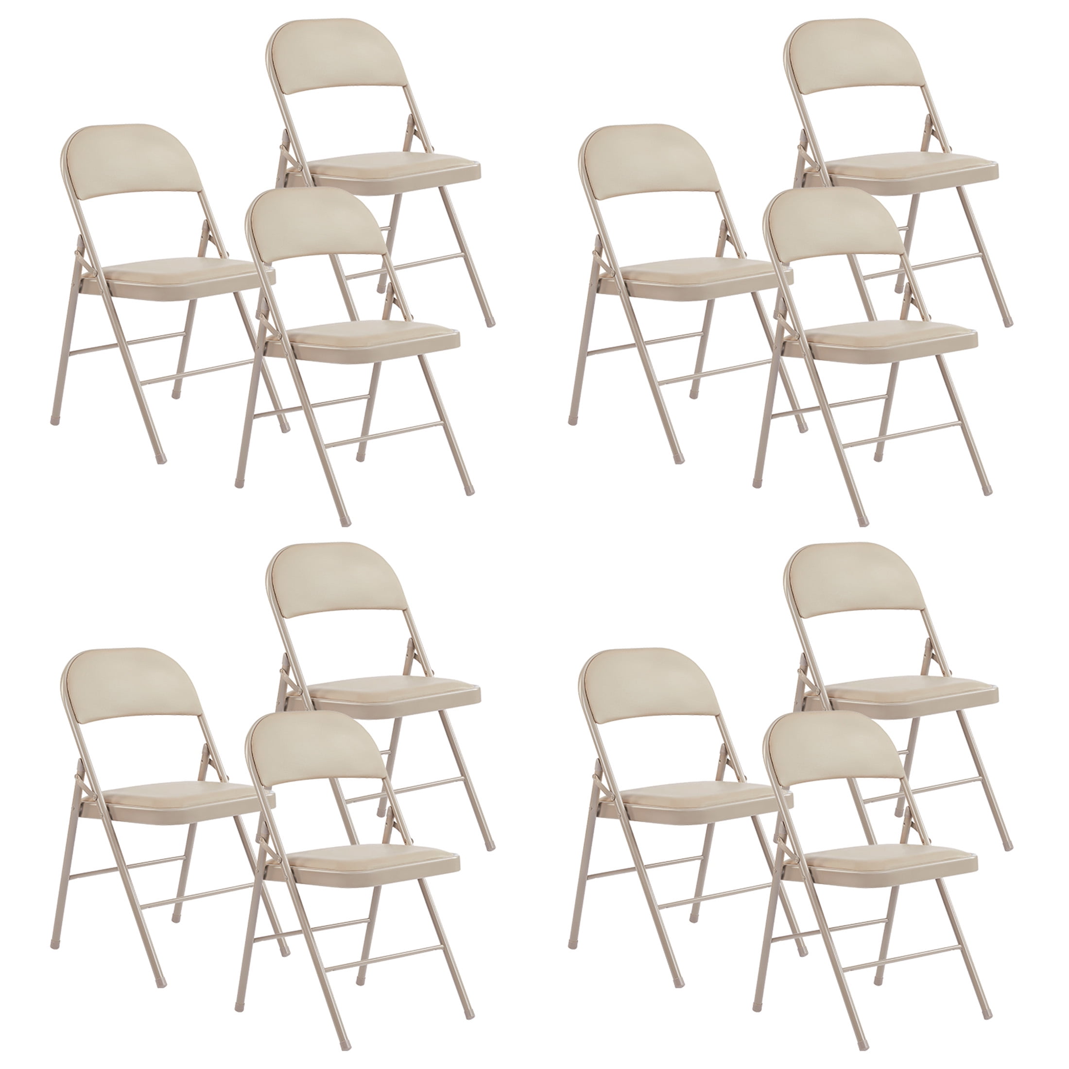 JOINSUN Folding Chair 12 Pack, Convenient Leather Padded Folding Chairs ...