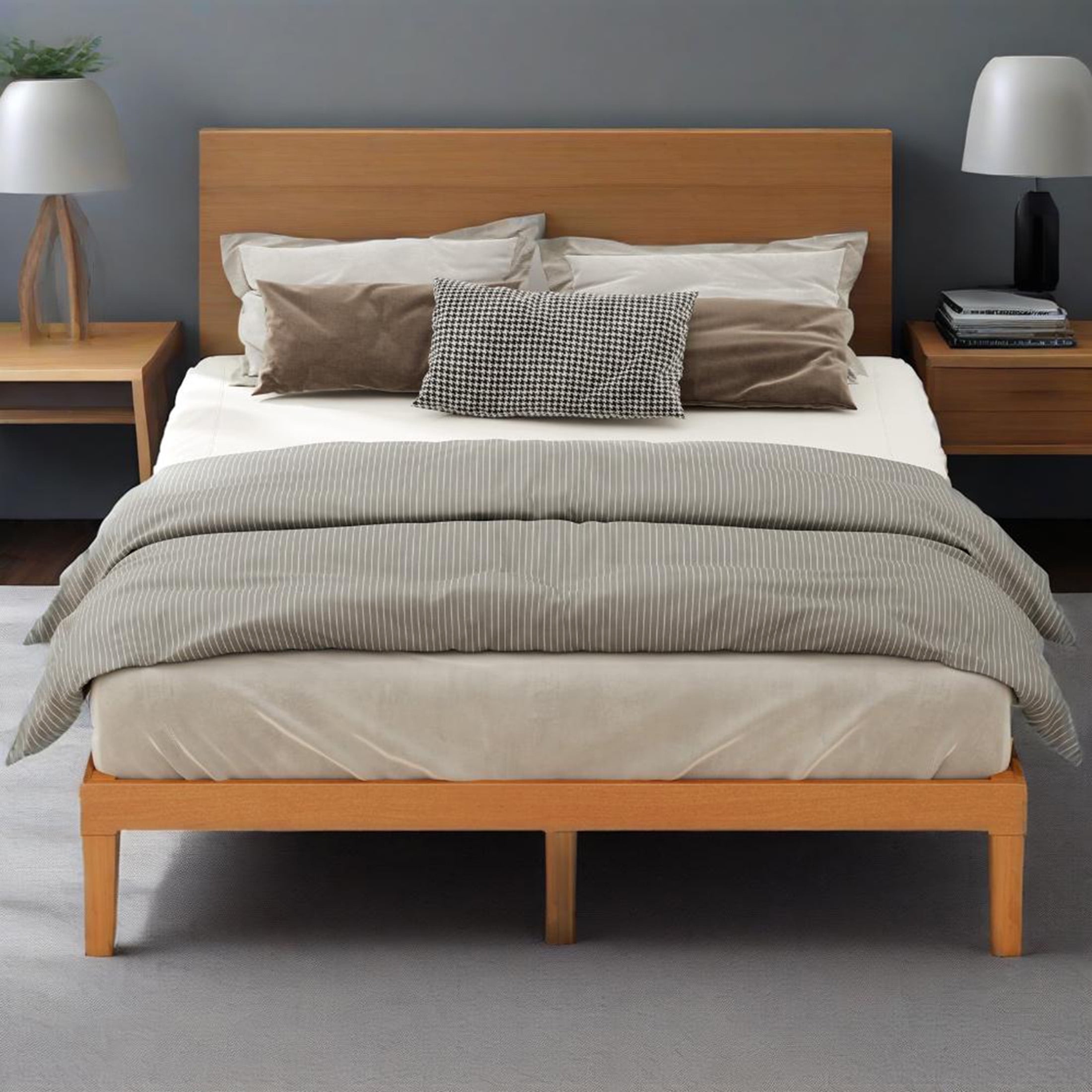 JOINSUN Full Size Wood Bed Frame, 12in Wooden Platform Bed Frame with ...