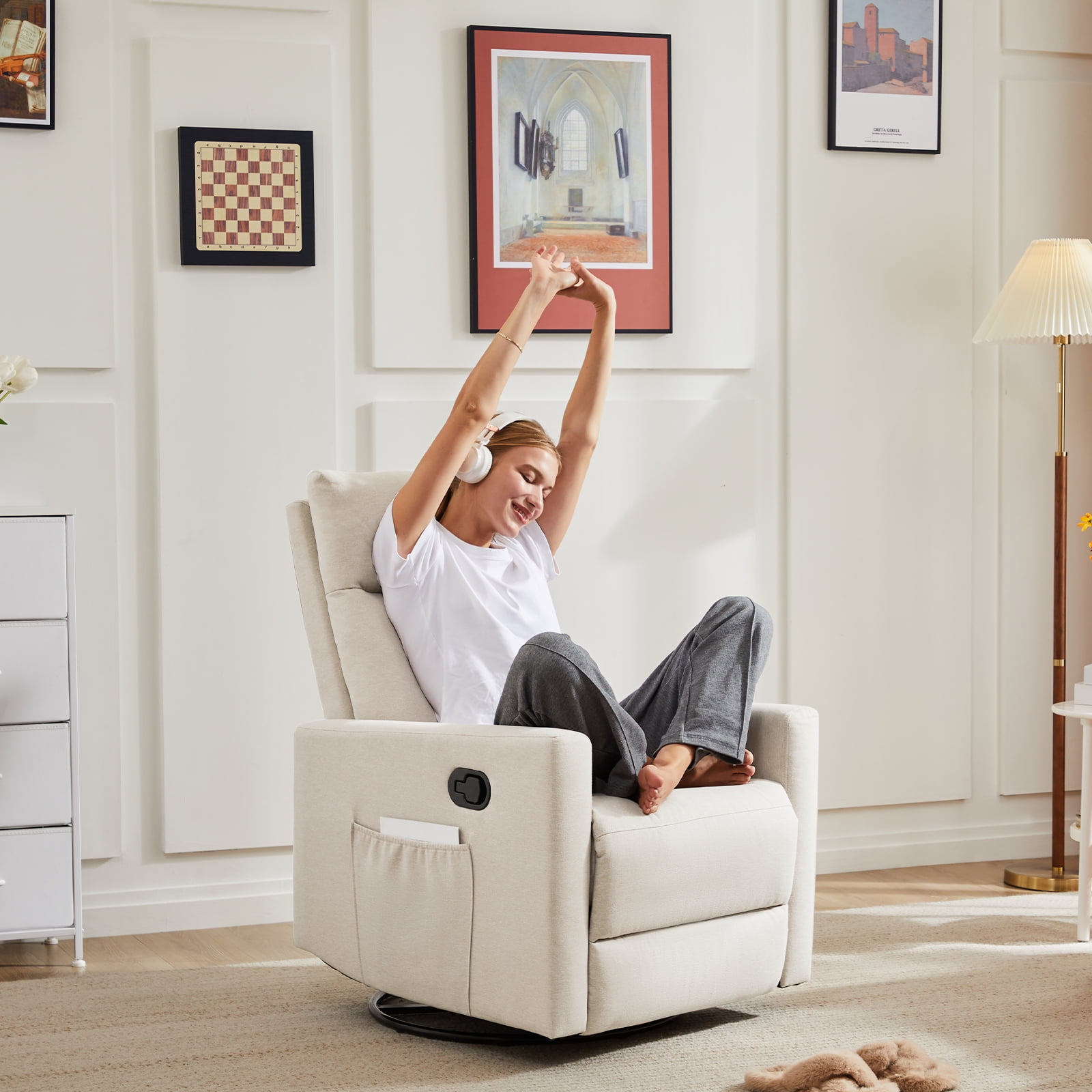 JOINSUN Gentle Rocking Glider Chair– Reclining Nursery Seat with Soft ...