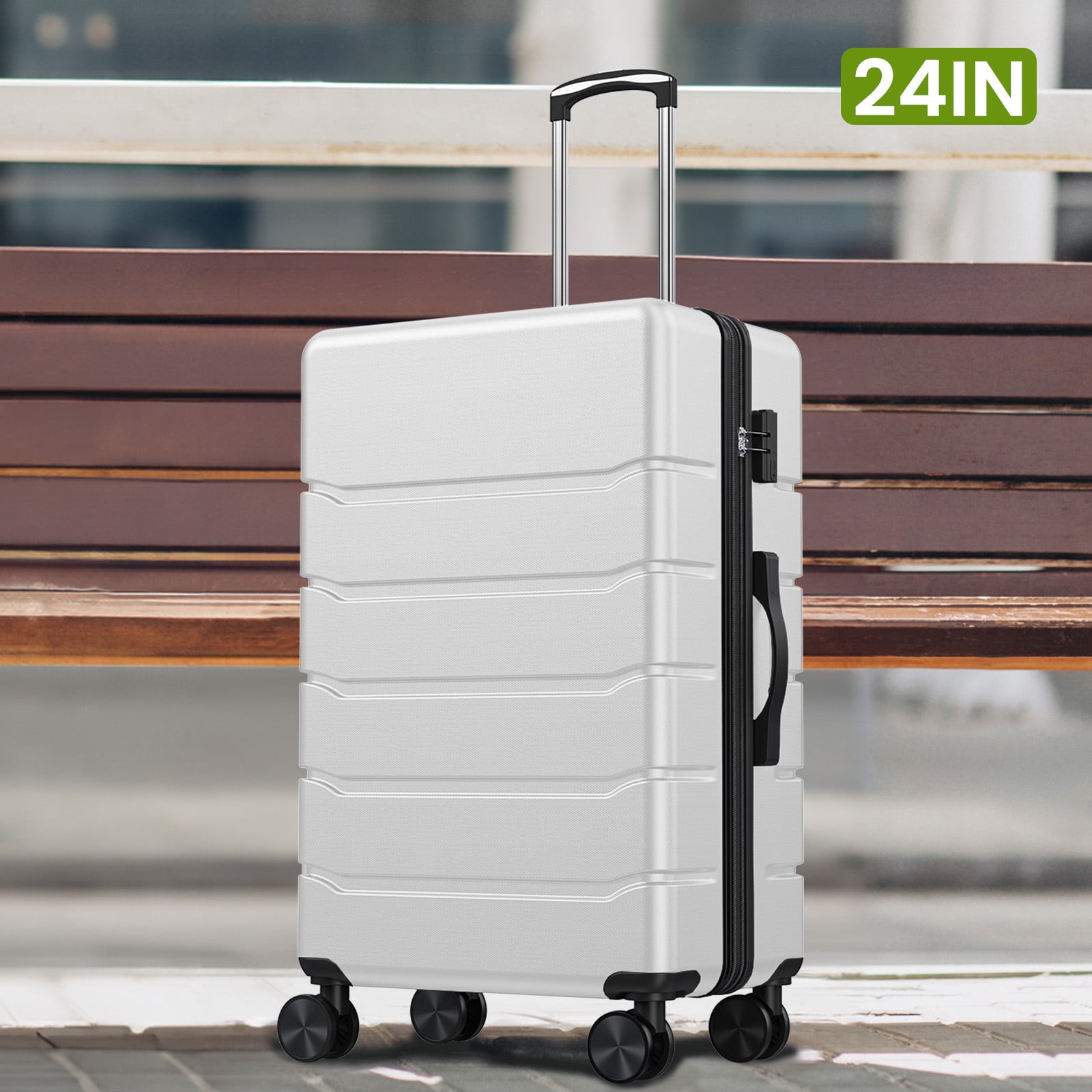 Gianna Hardside Expandable Luggage 24 inch White with Spinner Wheels ...