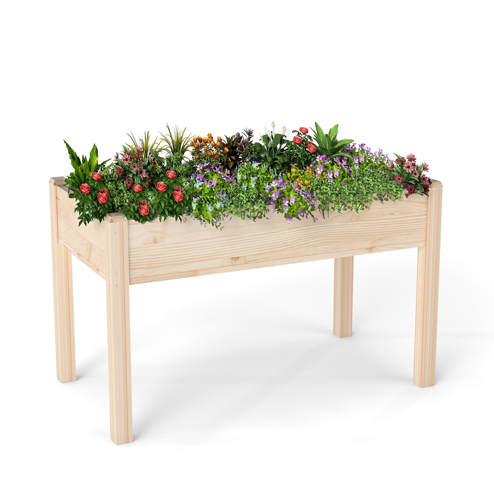 JOINSUN Raised Garden Bed with Legs, 48x24x30in Wood Elevated Planter ...