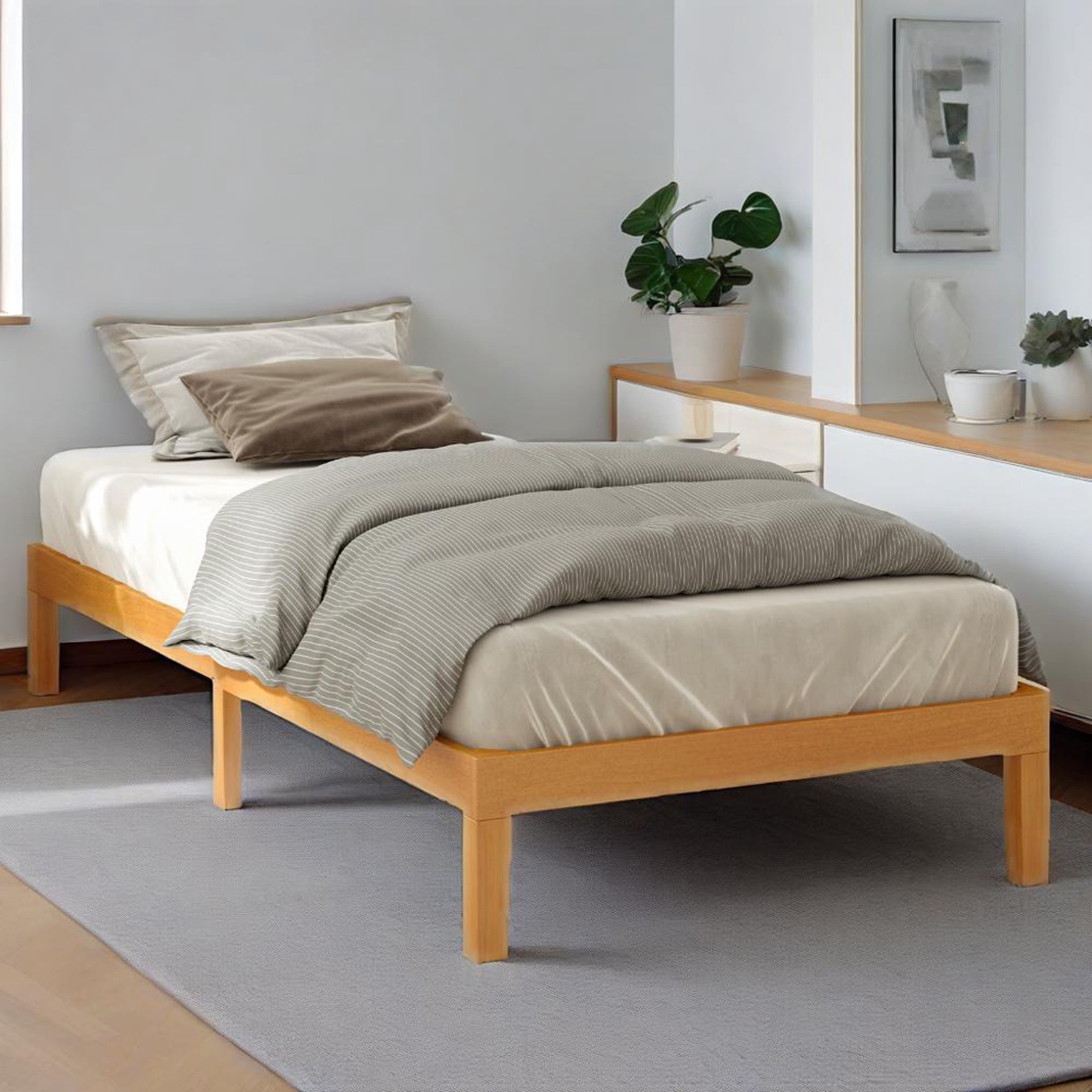 JOINSUN Twin Size Wood Bed Frame, 12in Wooden Platform Bed Frame with ...