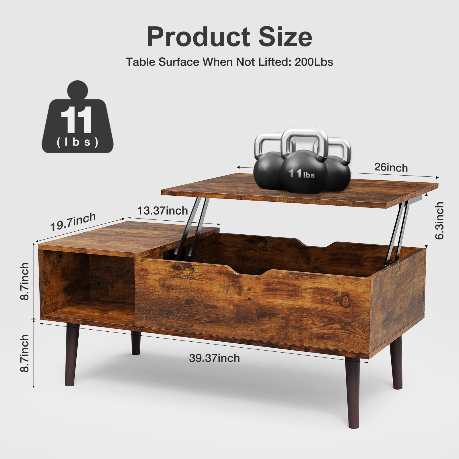 JOINSUN Wood Lift Top Coffee Table, Lift Tabletop Dining Table with ...