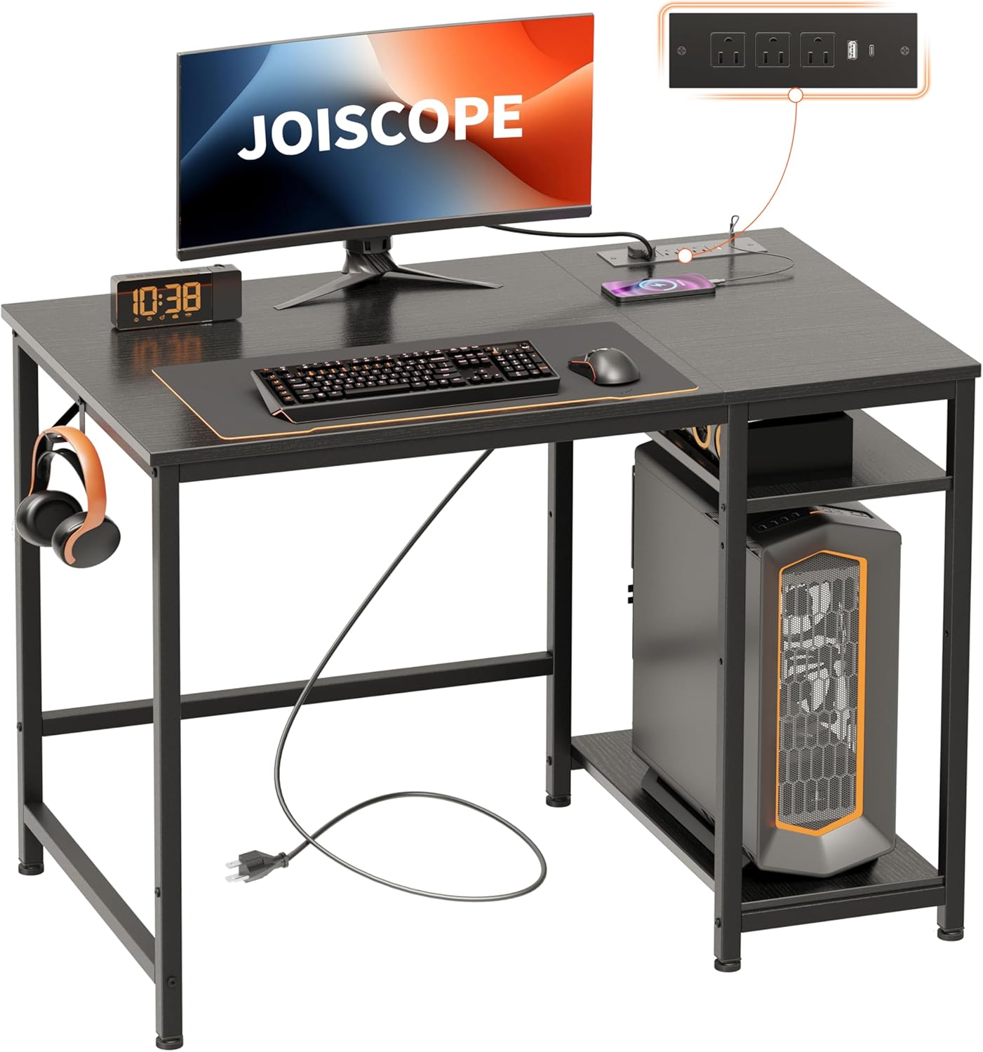 JOISCOPE Computer Desk with USB & Type-C Outlet, Small Home Office Desk ...