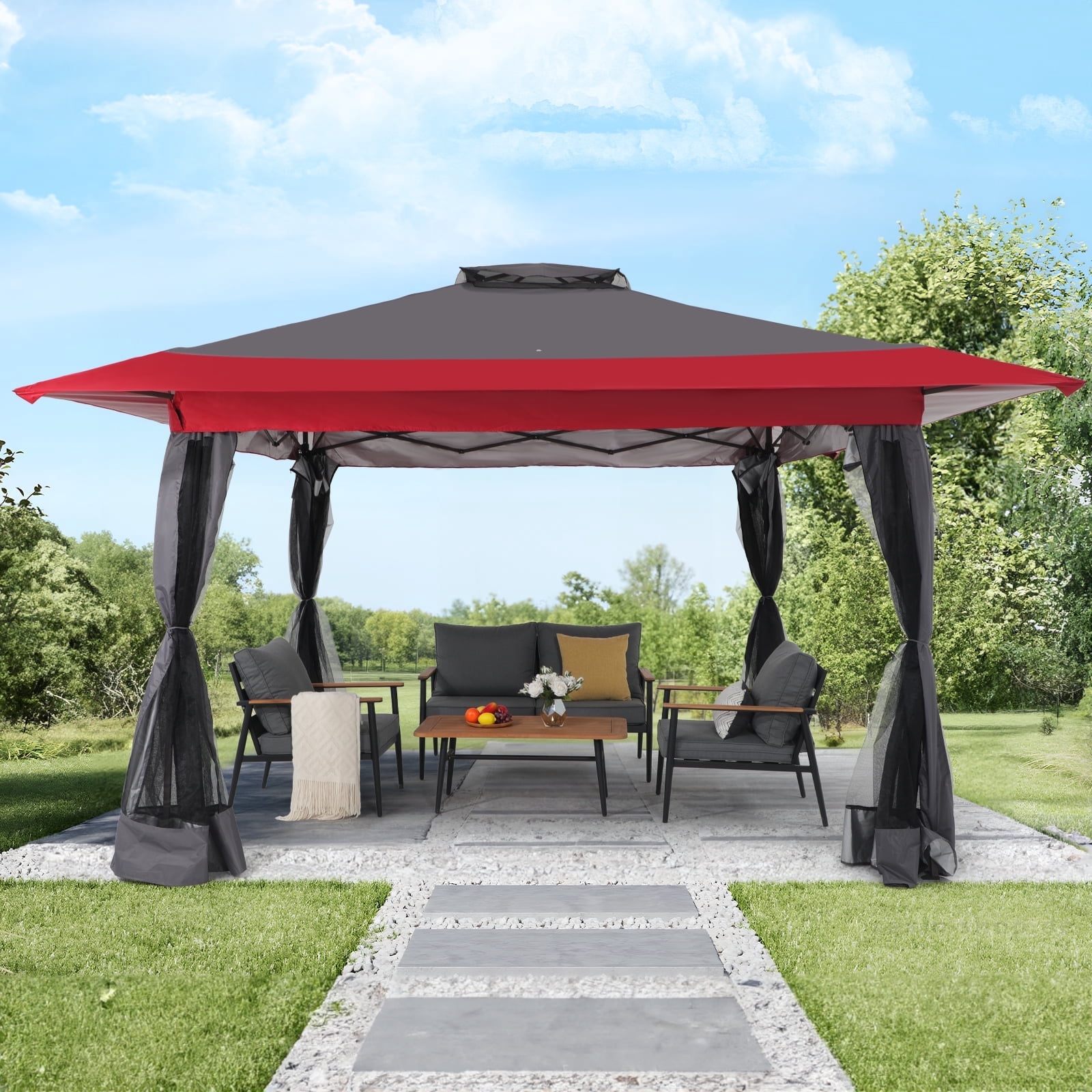 COBANA 13'x13' Portable Outdoor Gazebo, Patio Canopy Tent with Mosquito ...