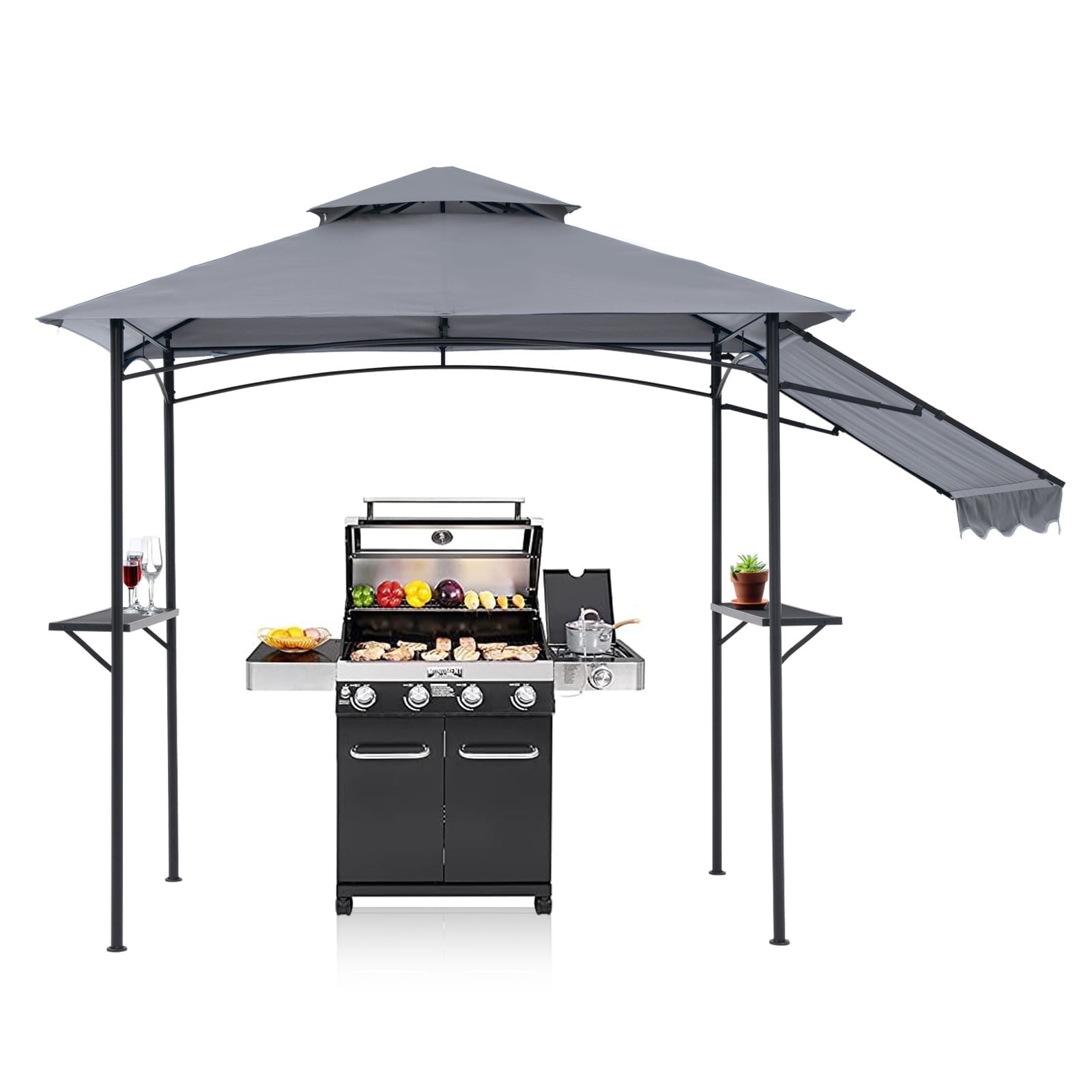 JOIVI 8' x 5' Outdoor Grill Gazebo with Vented Top, Double Tier BBQ ...