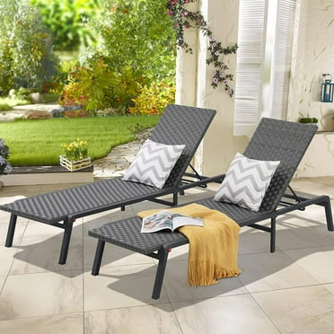 GoDecor Cast Aluminum Outdoor Chaise Lounge with Adjustable Backrest ...