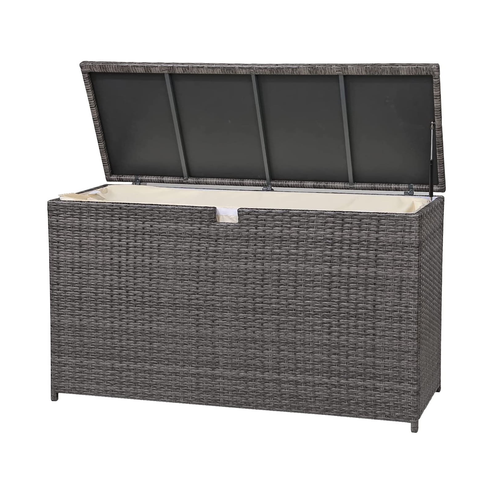 JOIVI Patio Storage Box, 120 Gal, Waterproof Wicker Deck Box with ...