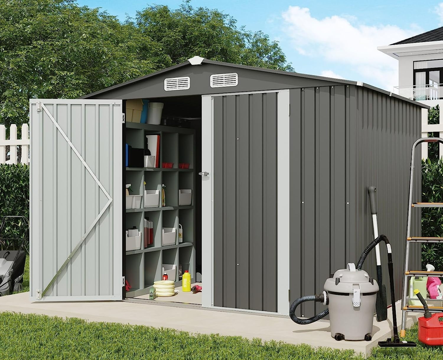 SYNGAR 6' x 4' Outdoor Plastic Storage Shed, Garden Shed for Tools ...