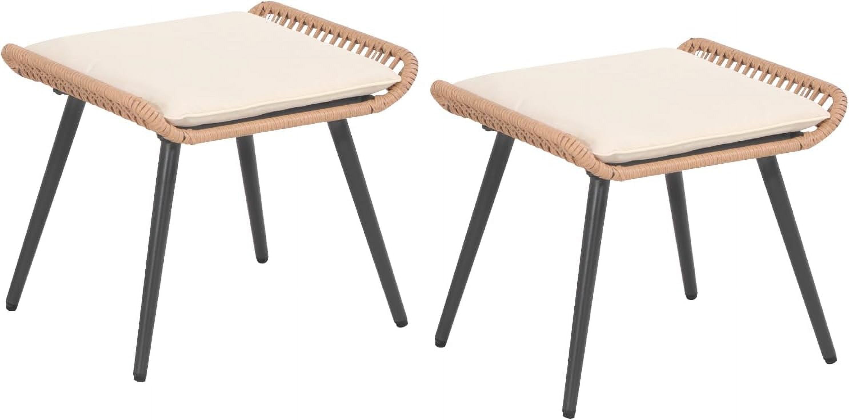 JOIVI Outdoor Wicker Ottoman Set of 2, Patio Rattan Ottomans with Seat ...