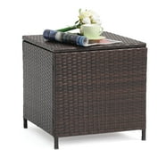 PARKWELL Modern Exterior Deck Square Patio Brown Wicker Rattan End ...