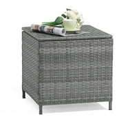 Uforic Outdoor Wicker Drum Side Table, All-weather Rattan Small Storage ...