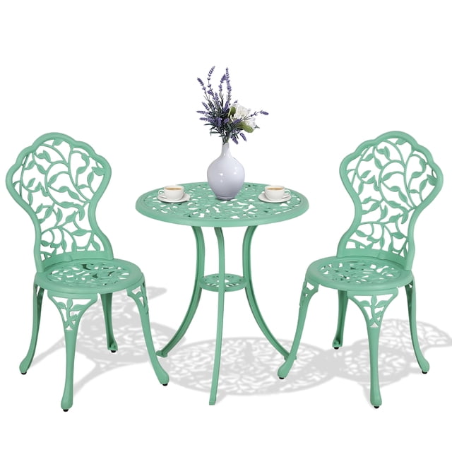JOIVI 3 Piece Metal Patio Bistro Furniture Set, Rust-Resistant Cast ...
