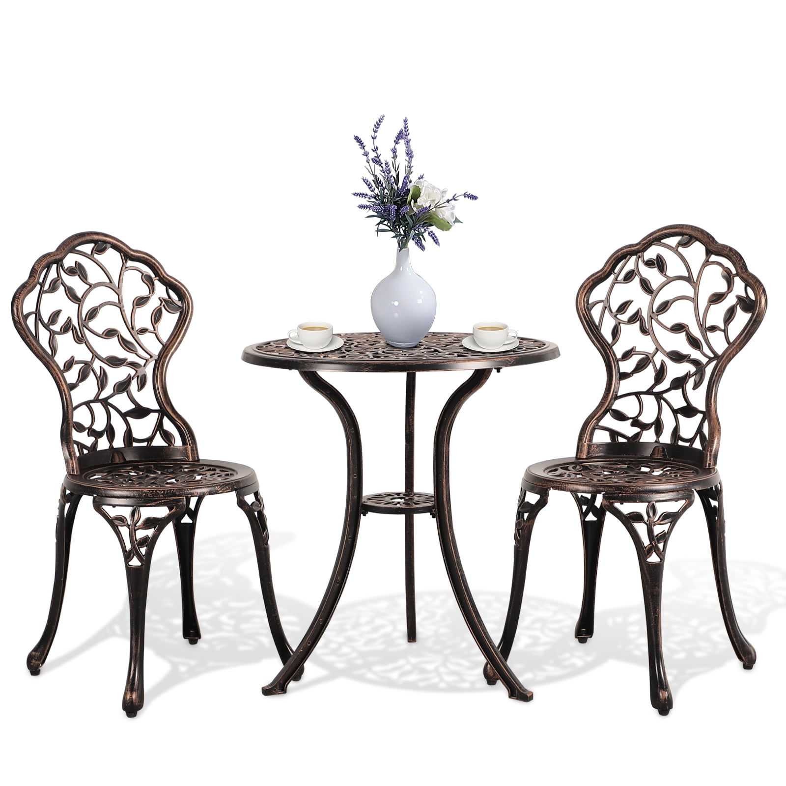 JOIVI 3 Piece Patio Bistro Furniture Set, Outdoor Metal Dining Table ...