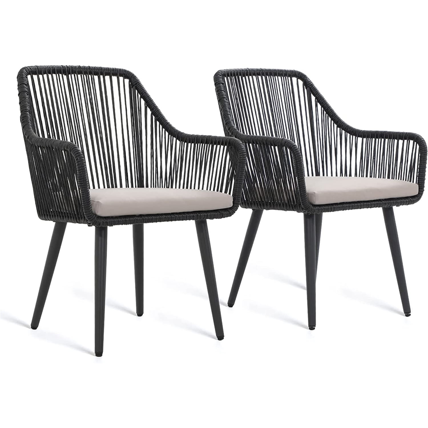 JOIVI Patio Wicker Dining Chairs, 2 Pieces Outdoor Dining Seating, All ...