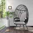JOIVI Hanging Egg Chair, Galvanized Iron Frame, PE Wicker, Outdoor ...
