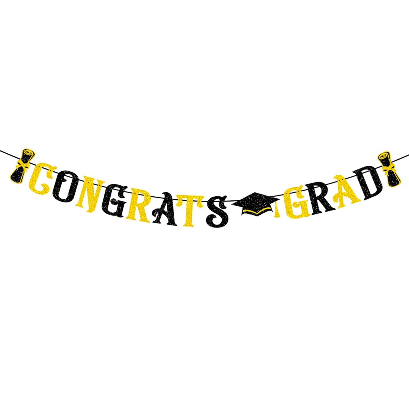 JOJO FLY Black and STF9 Gold Congrats Grad Banner, Graduation Party ...