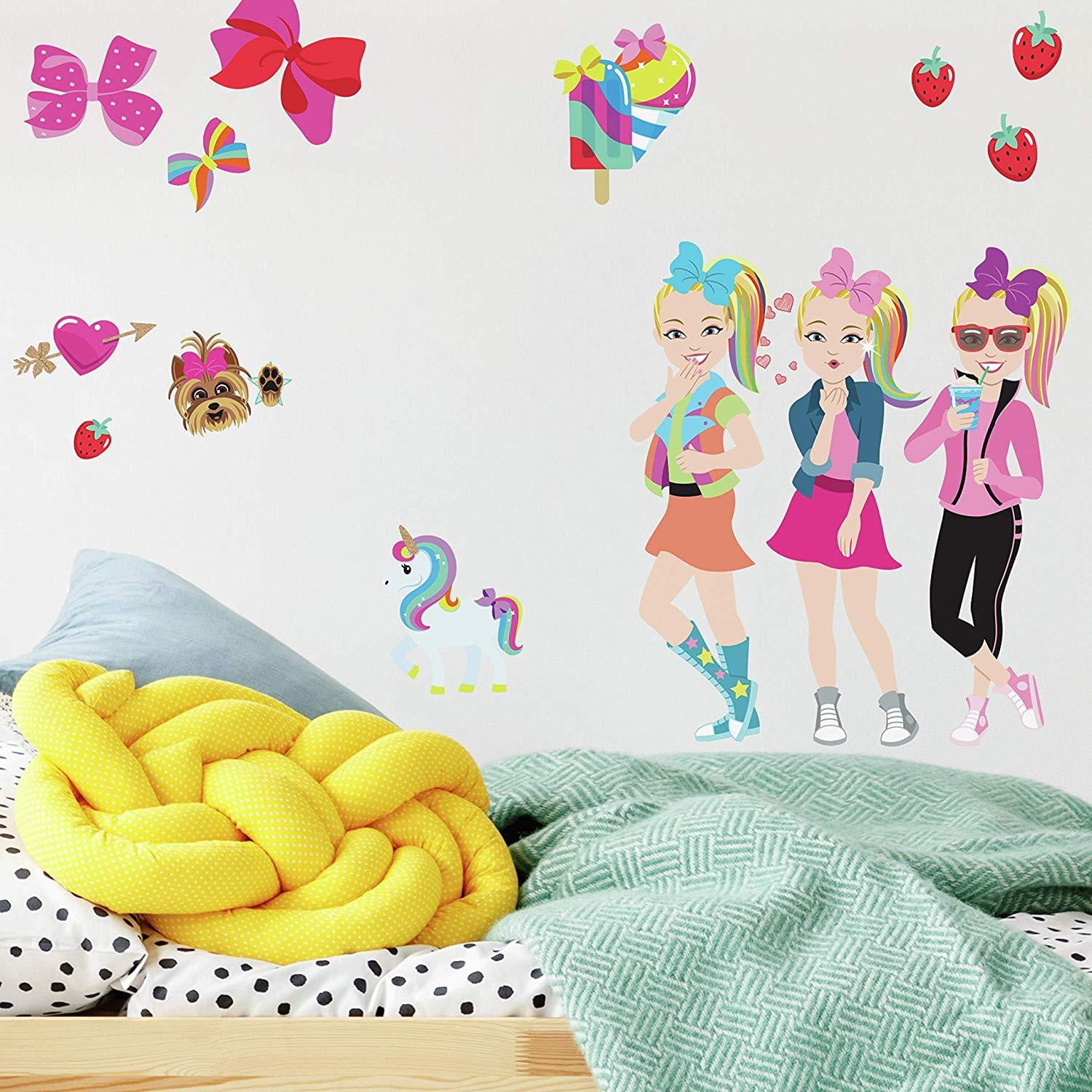 JOJO SIWA Cartoon Peel & Stick Wall Decals 31 Girls Room Stickers ...