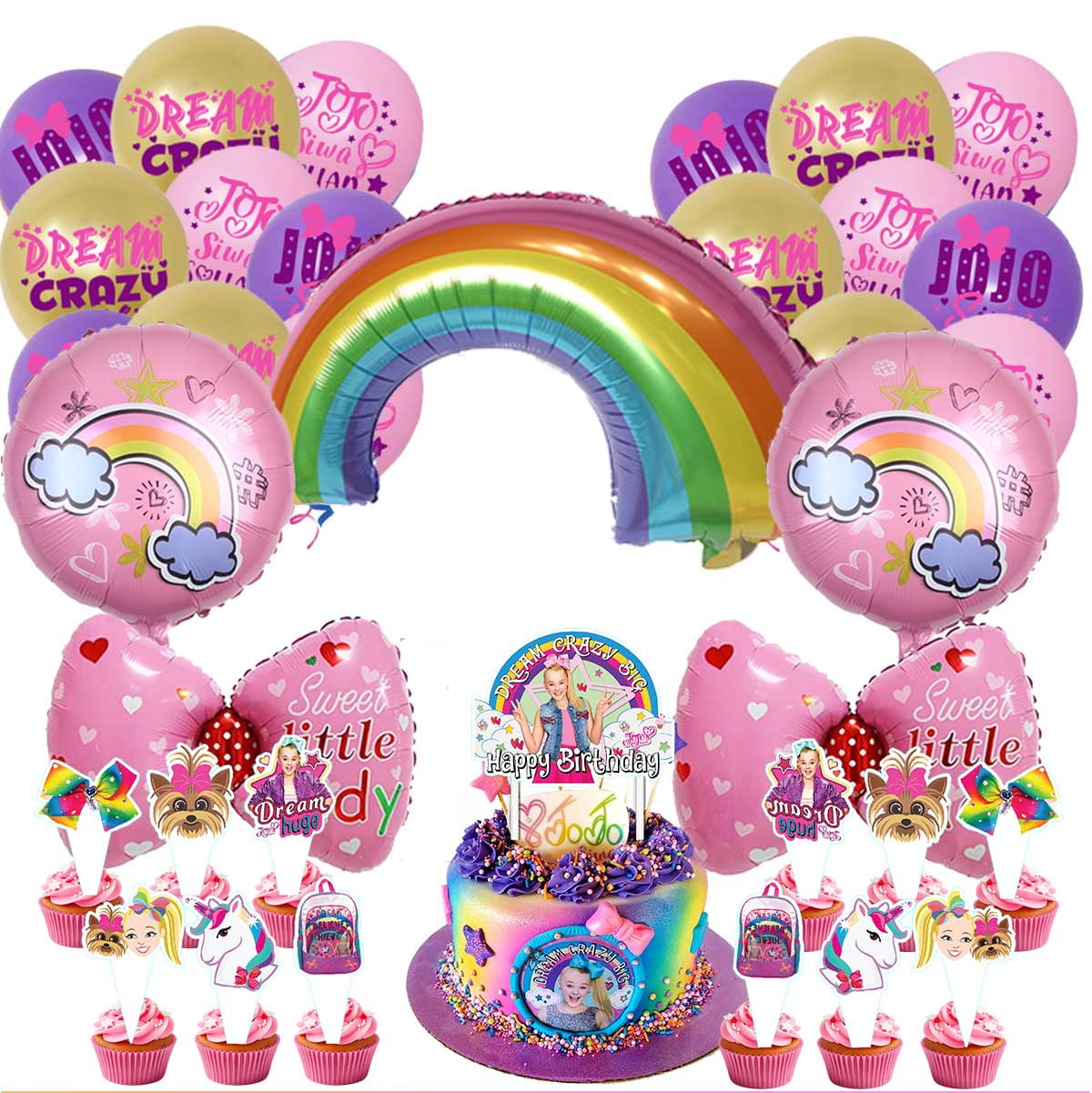JOJO Siwa Balloons Cake Topper Party Supplies Birthday Set Decorations ...