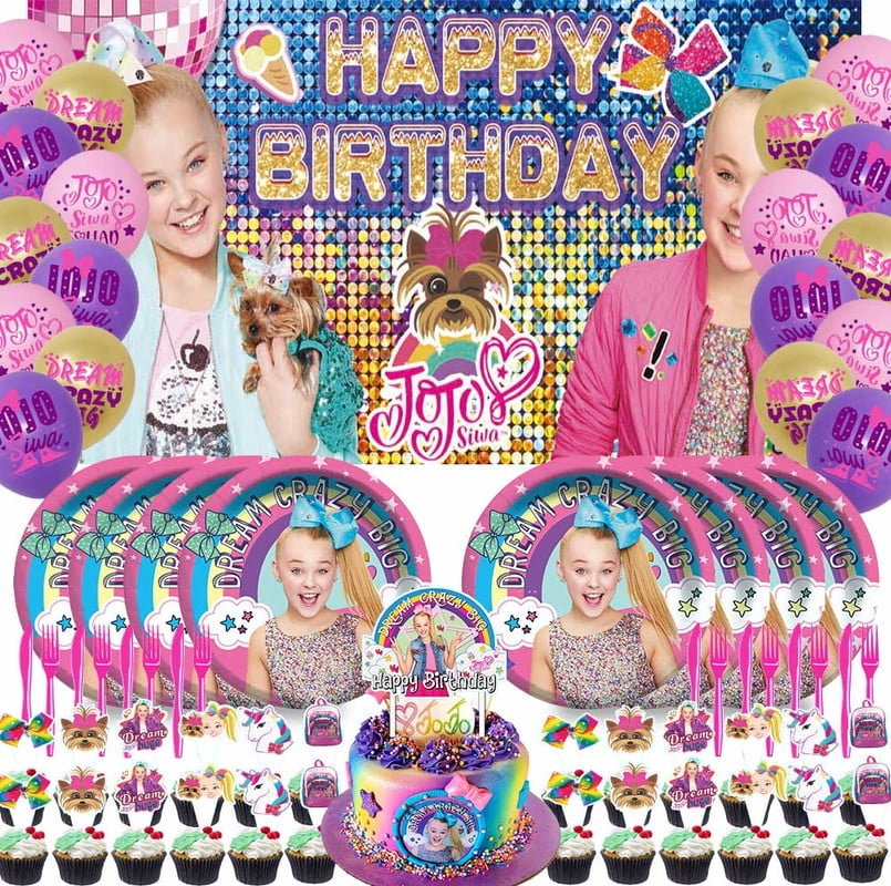 JOJO Siwa Party Supplies Plates Decorations Birthday Cake Topper Banner ...