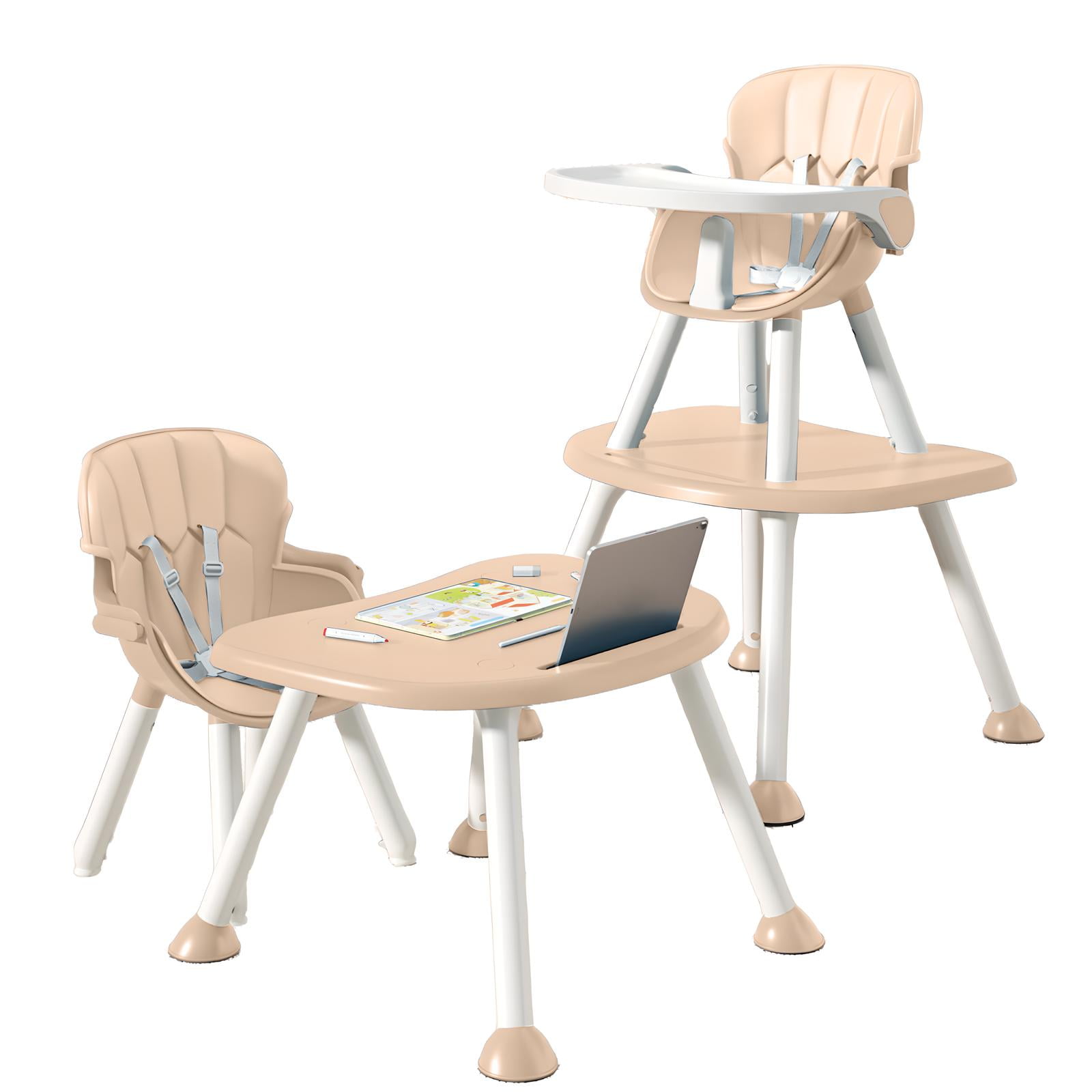 JOJOLAM Baby High Chair, 4-in-1 Multi-functional Highchair, Study Eating Table, Beige - Walmart.com